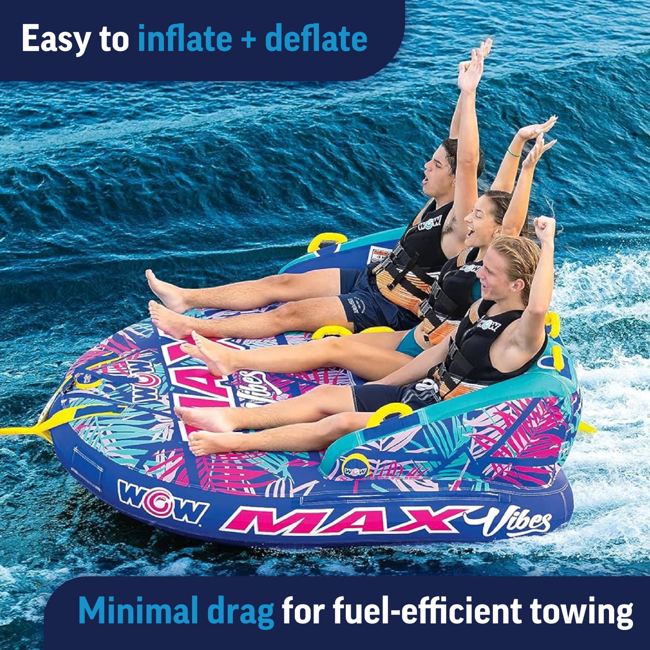 Snapklik.com : Max Tropical Inflatable Towable Tube - 1-3 Rider ...