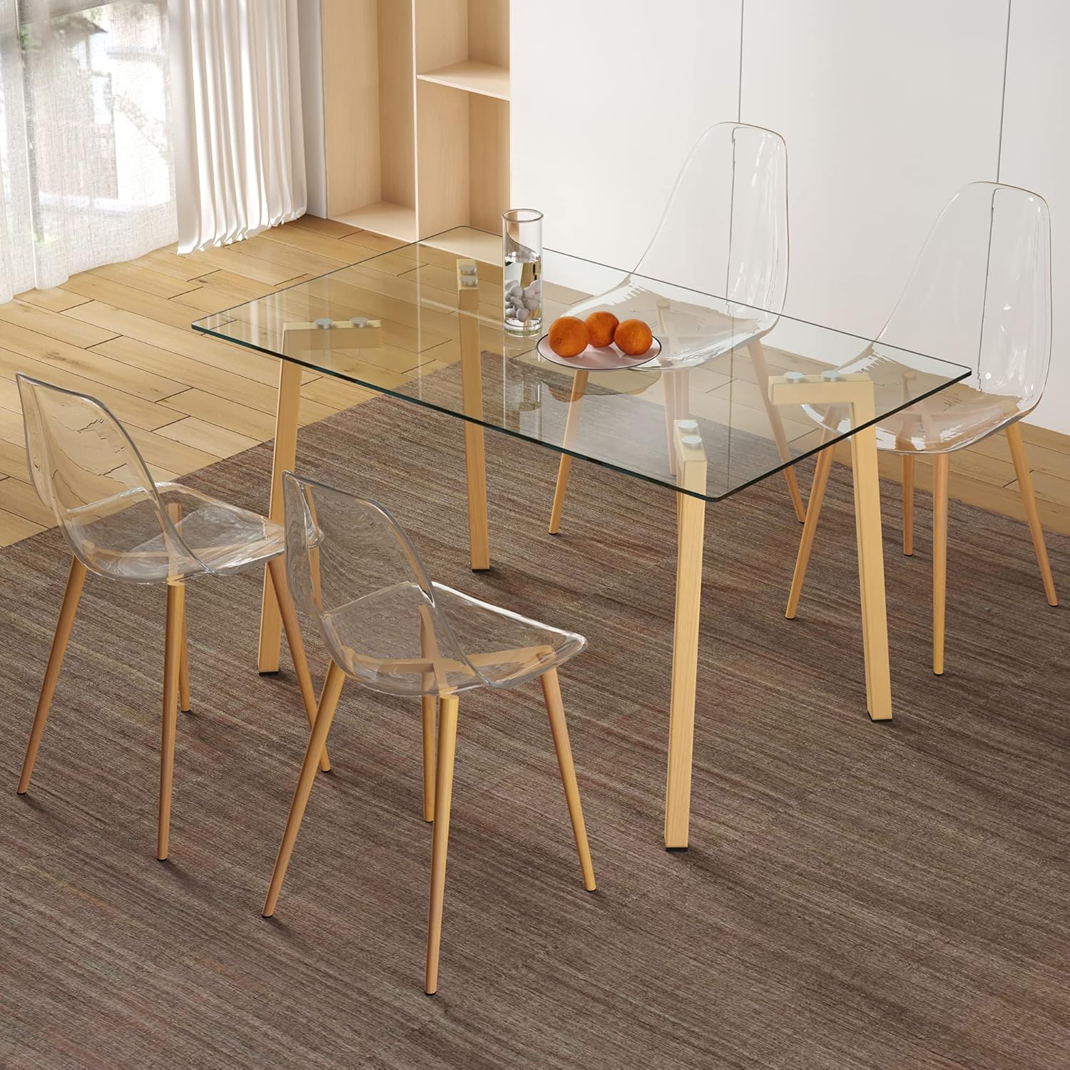 Amazon.com - MEMUY 51" Glass Dining Table Set for 4,Tempered Glass ...