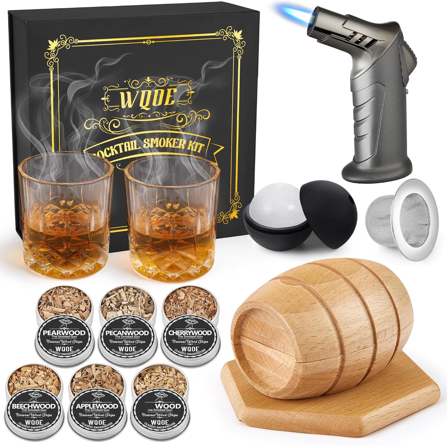 Amazon.com : Whiskey Smoker Kit with Torch - 6 Flavors Wood Chips, 2 ...