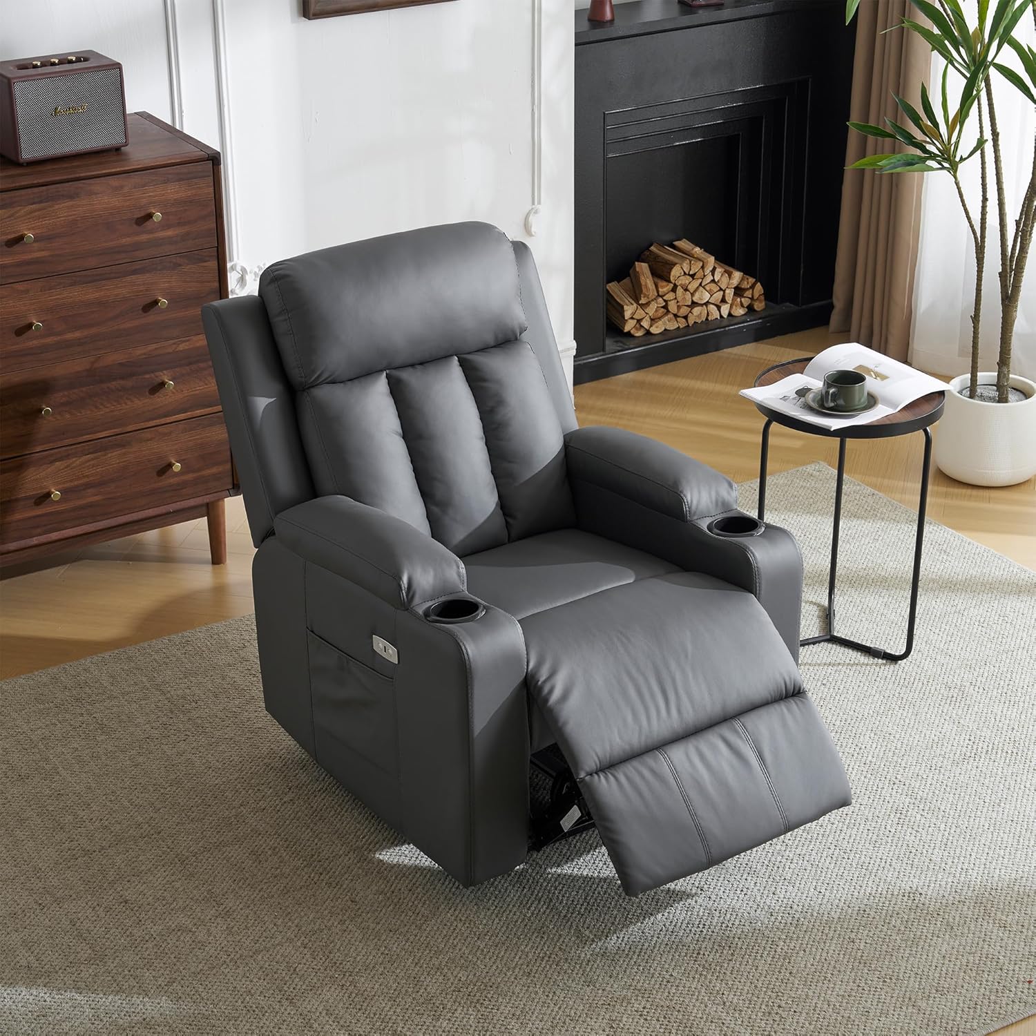 Amazon｜OSJ リクライニングソファー 電動 リクライニングソファ オットマン一体型 1人掛け USBポート付き 電動ソファ モーションソファー 耐圧分散 電動ソファー スマホ充電可 ...