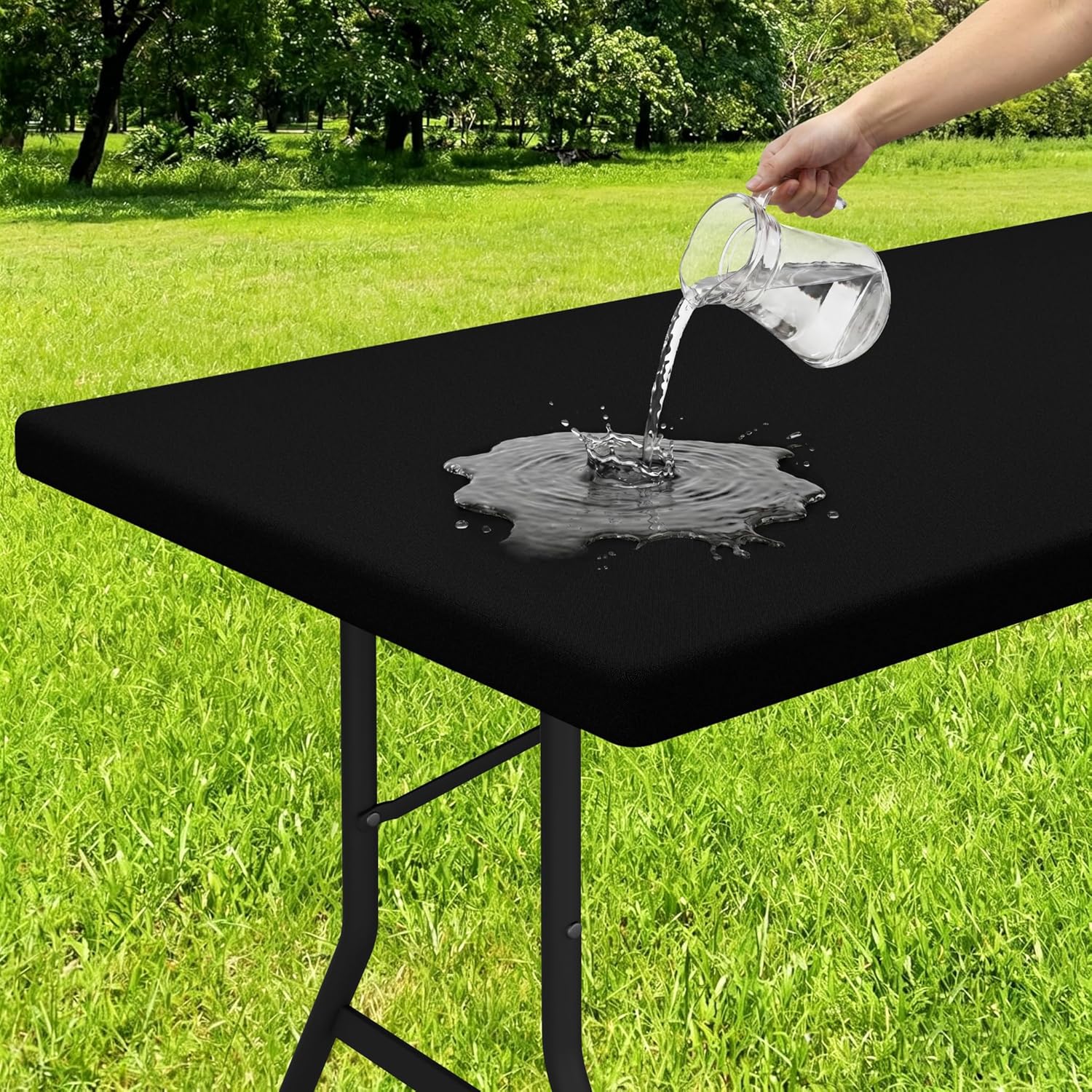 Amazon.com: Smiry Rectangle Tablecloth, Elastic Fitted Flannel Backed ...