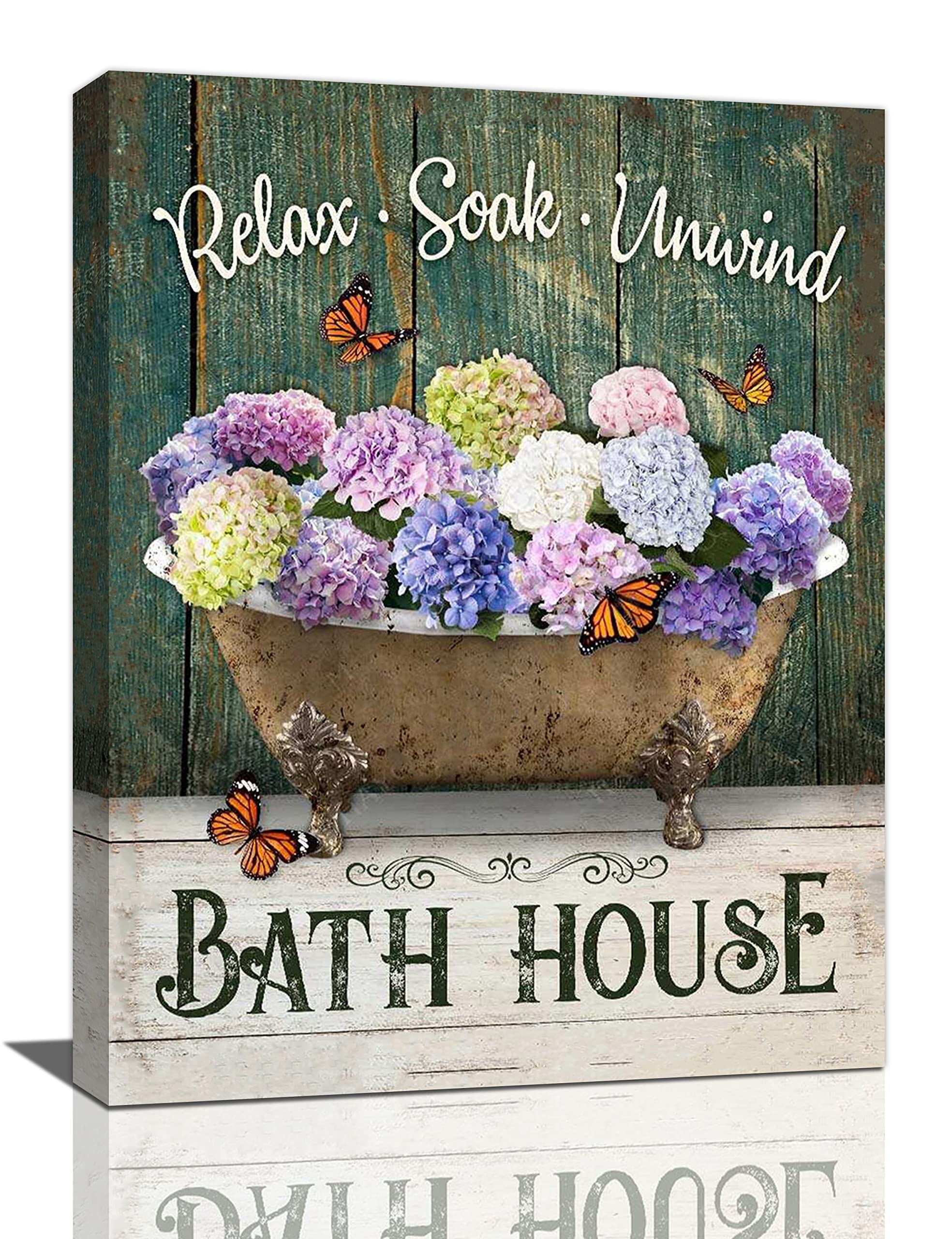 Amazon.com: Bathroom Wall Art Purple Hydrangea Bathroom Pictures for ...