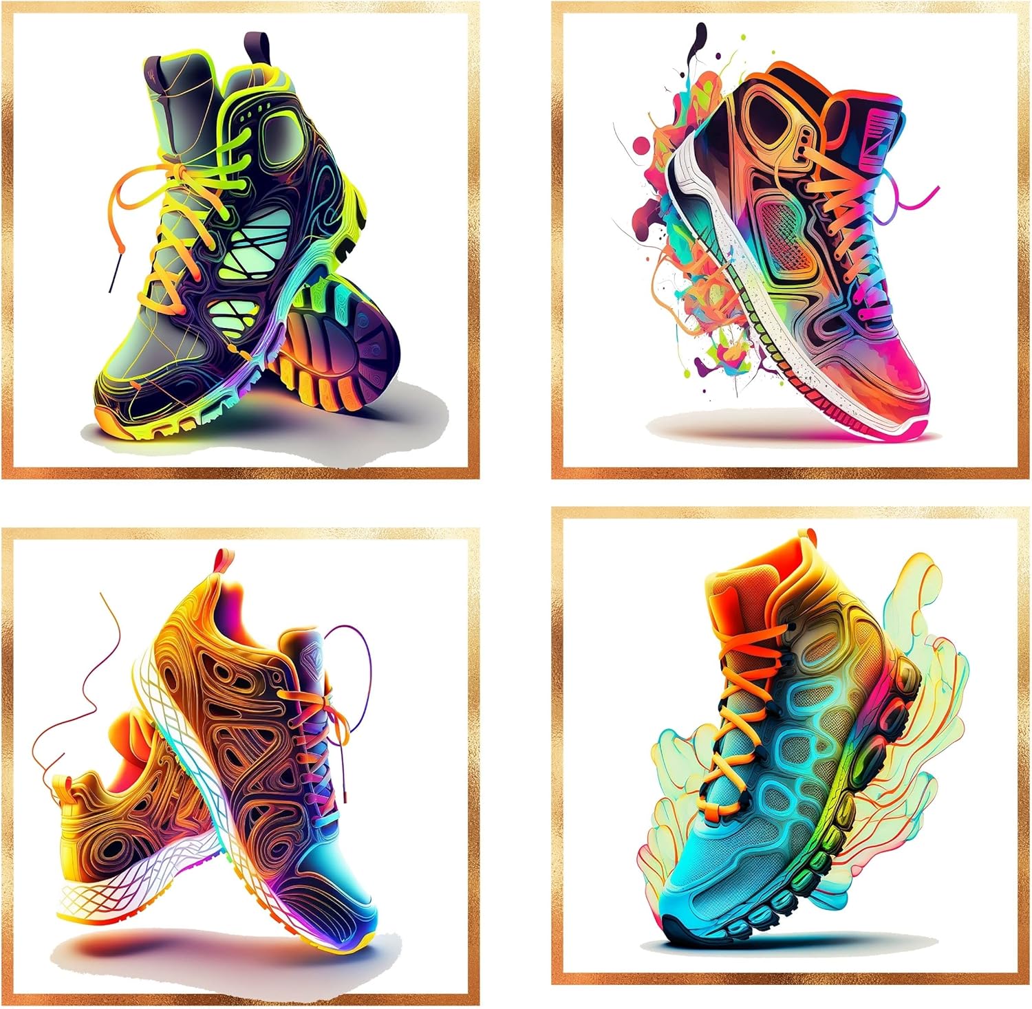 HTTG Sneaker Hypebeast Room Decor Shoes Prints Set of 4 Unframed (8 ...