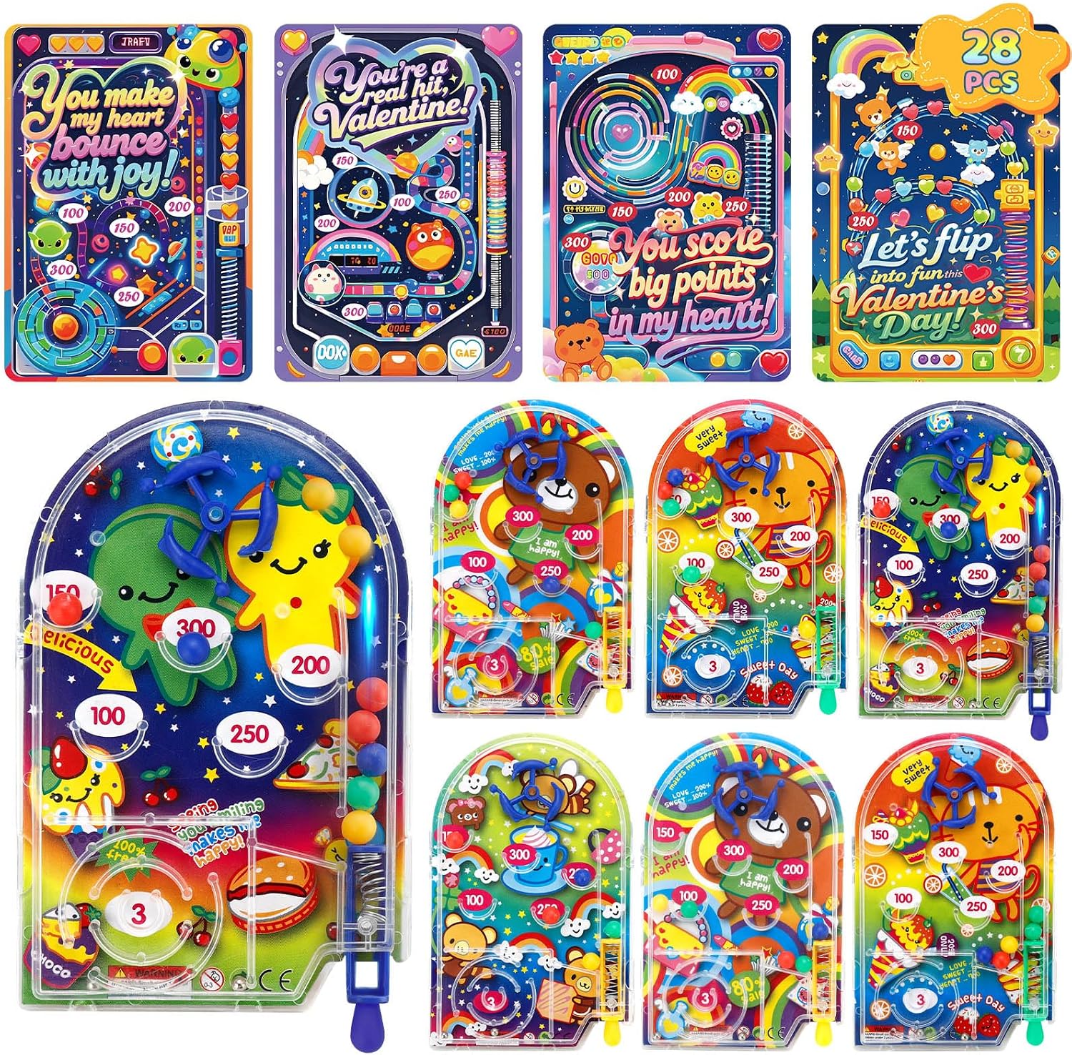 Amazon.com: AUUGUU 28 Valentines Day Cards with Handheld Pinball Game ...