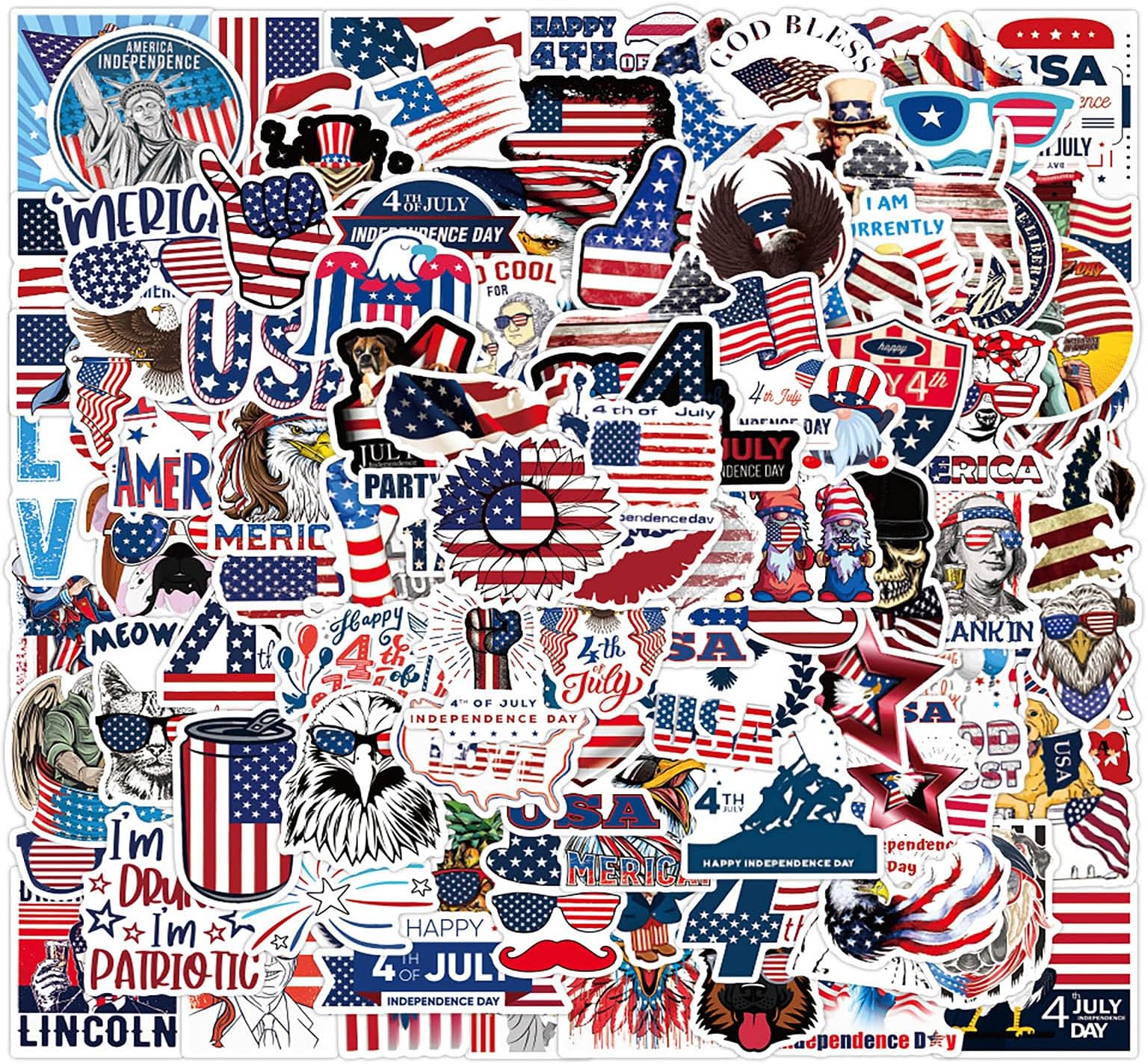 Amazon.com: 100pcs American Stickers Independence Day Aesthetic Vinyl ...