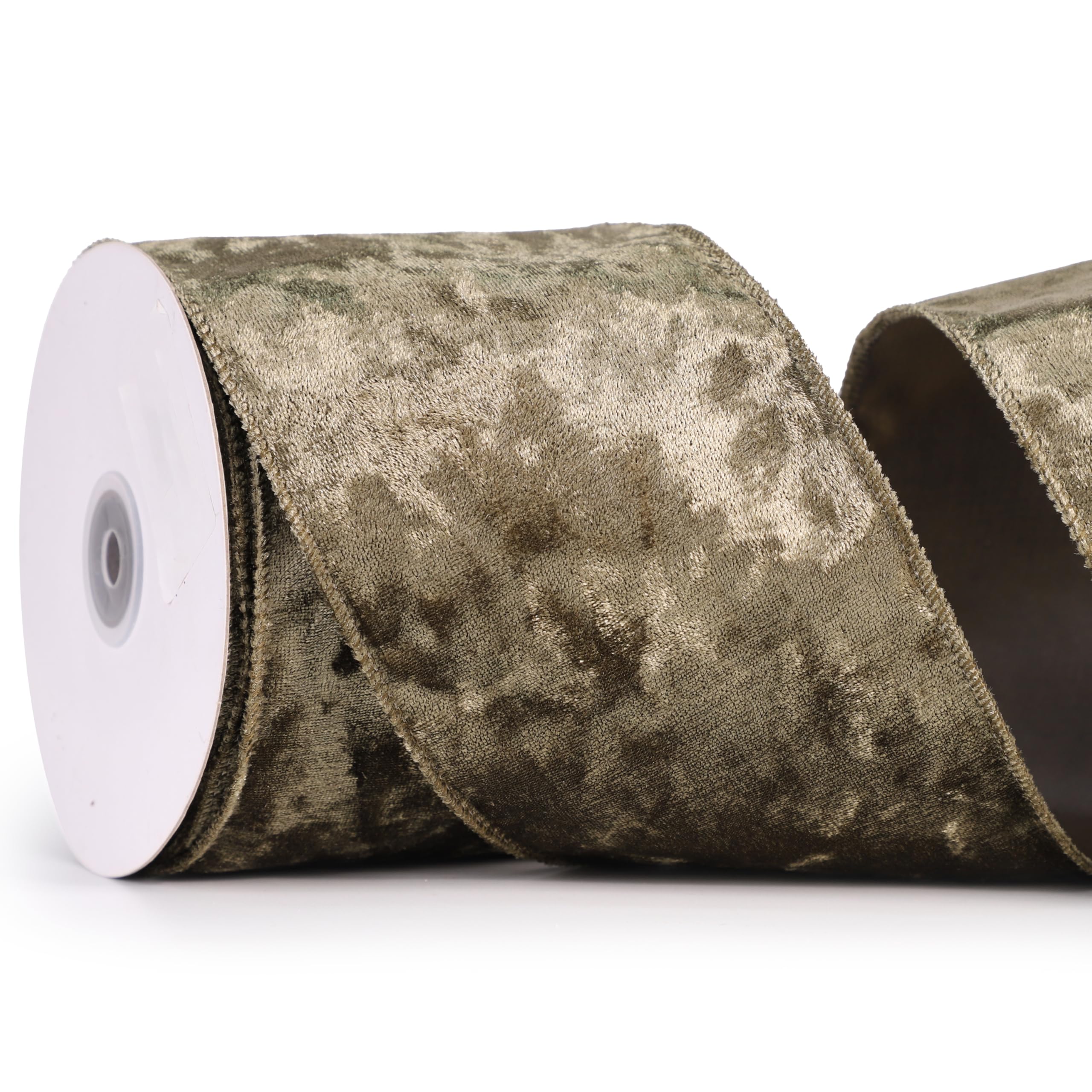 Amazon.com: MAYREEL Green Crushed Velvet Ribbon Wired 4" x 10 Yards ...