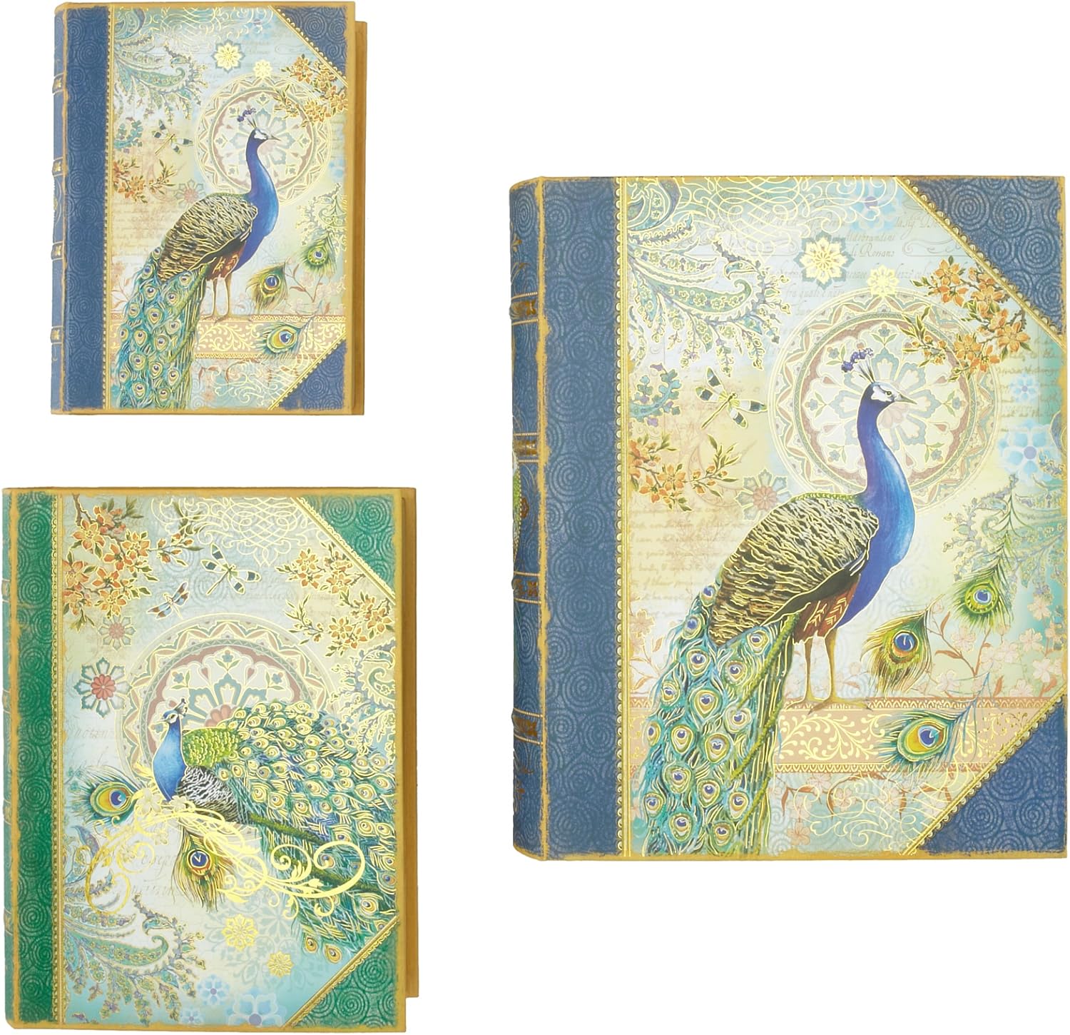 Amazon.com: Punch Studio Set of 3 Large Nesting Book Boxes, Peacock ...