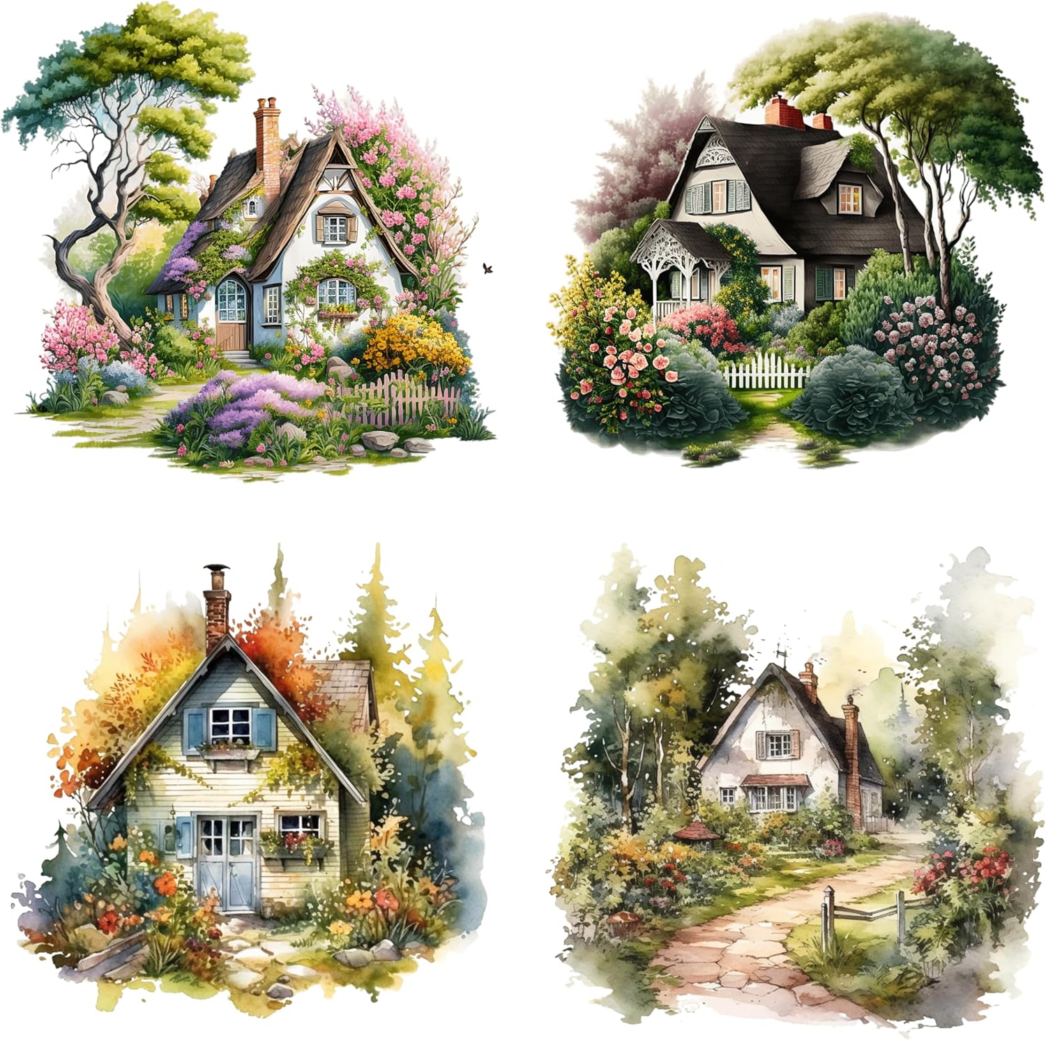 Amazon.com: XERE 80 Pcs Quaint Cottages Four Seasons Sticker Book for ...