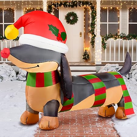 Amazon.com: Joiedomi 5FT Christmas Puppy Inflatable Decoration with ...