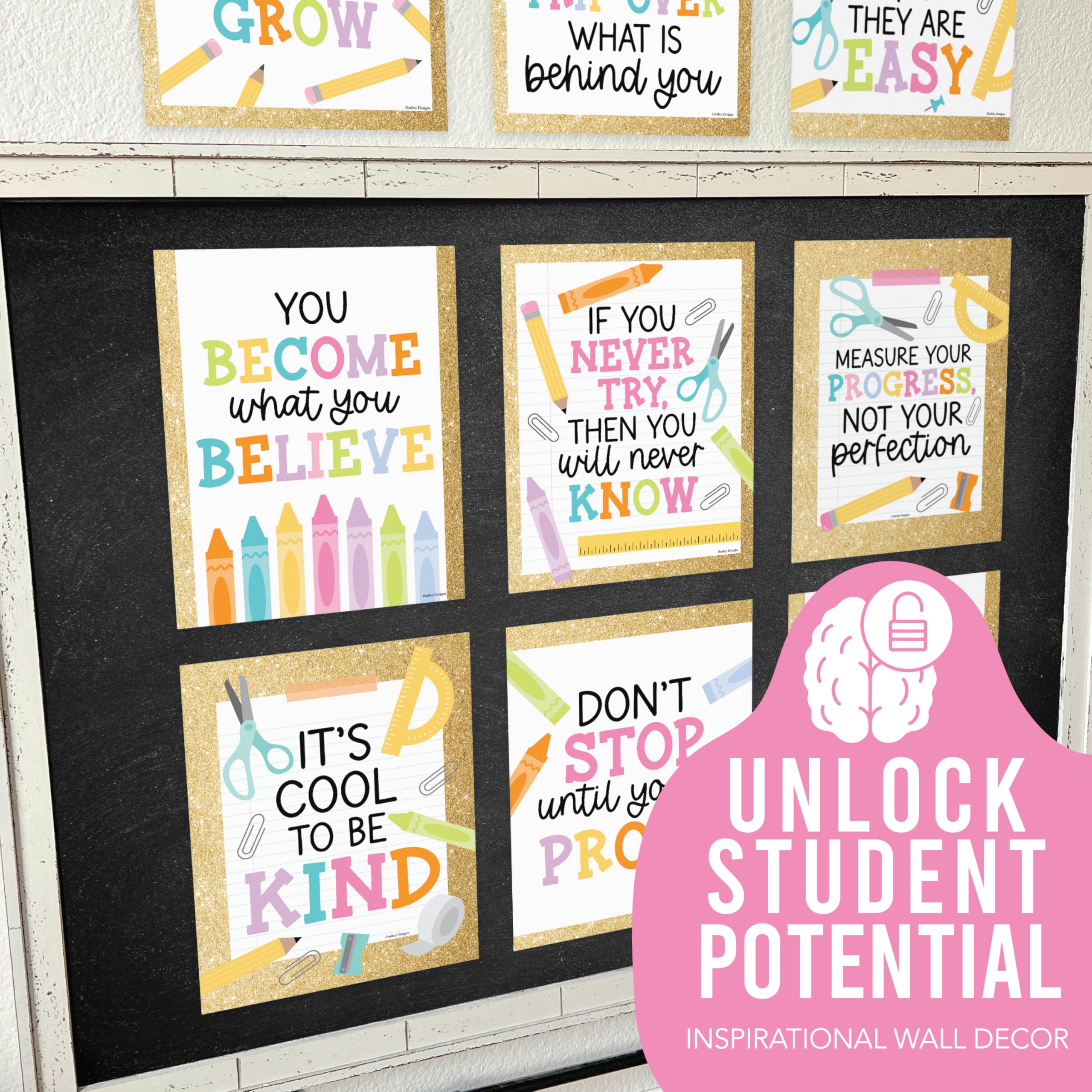 Elementary Middle School Teacher Supplies 9 Pack Motivational Classroom ...