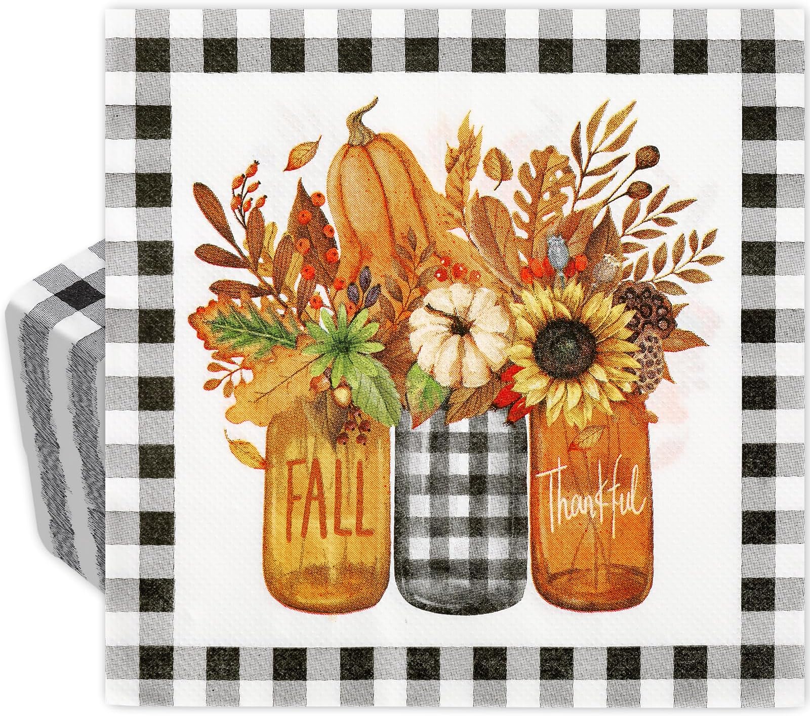 Amazon.com: AnyDesign Fall Paper Napkins Autumn Flower Pumpkin Luncheon ...