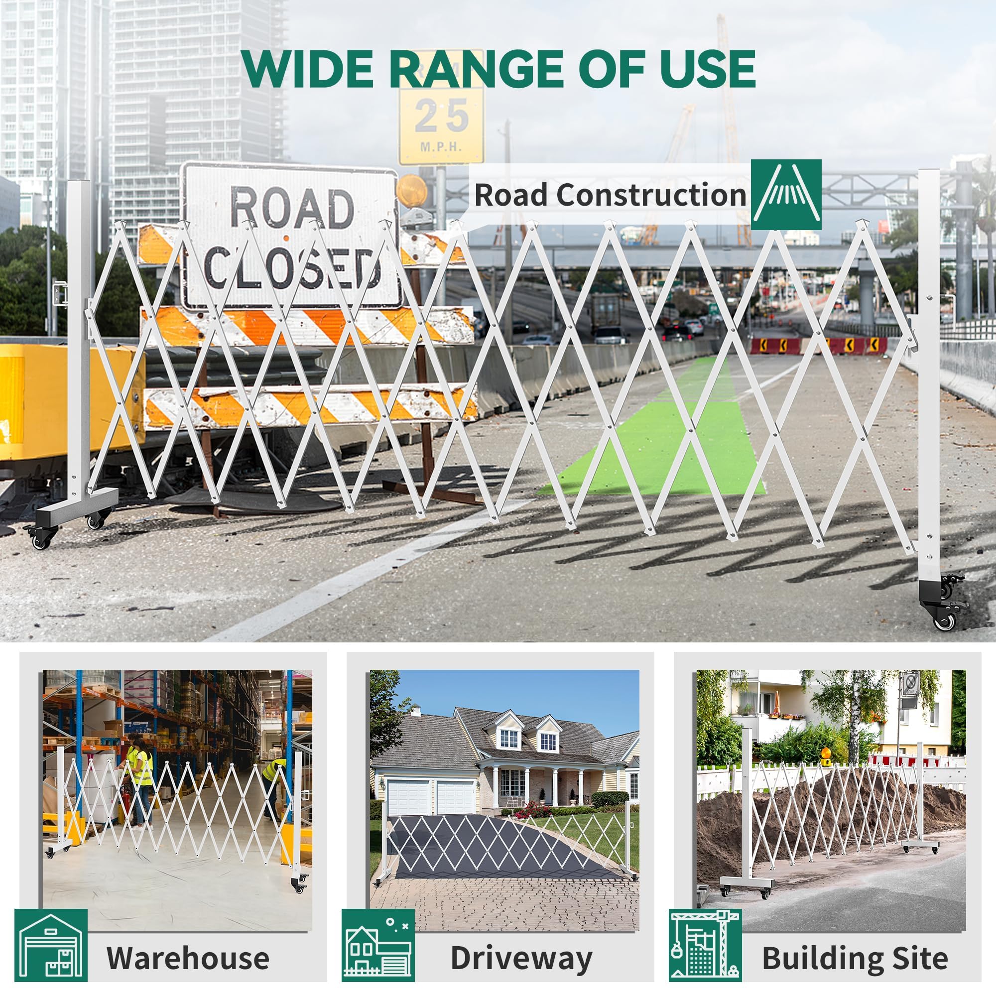 Snapklik.com : YITAHOME Metal Expandable Mobile Barricade Gate, 12FT ...