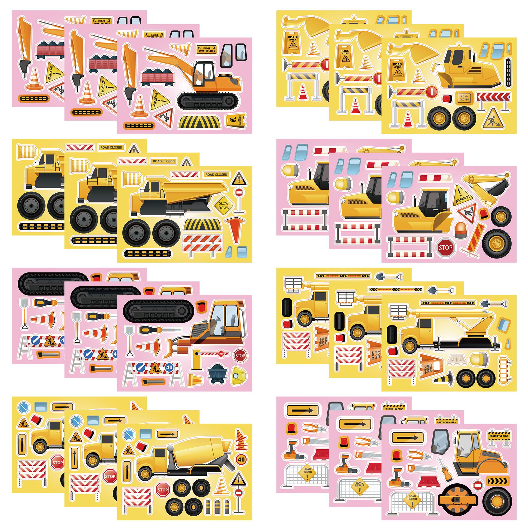 Amazon.com: Dorgua Construction Themed Make-a-face Sticker, Make A ...