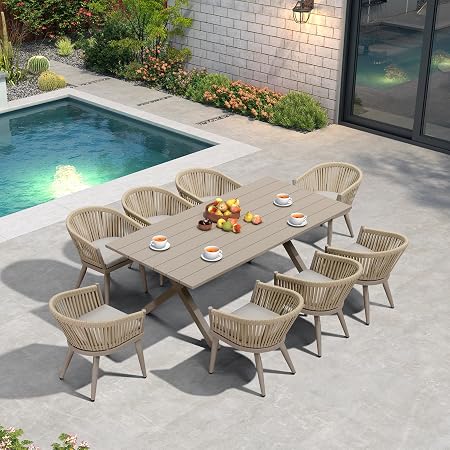 Amazon.com: PURPLE LEAF 9 Pieces Outdoor Dining Set with Patio ...