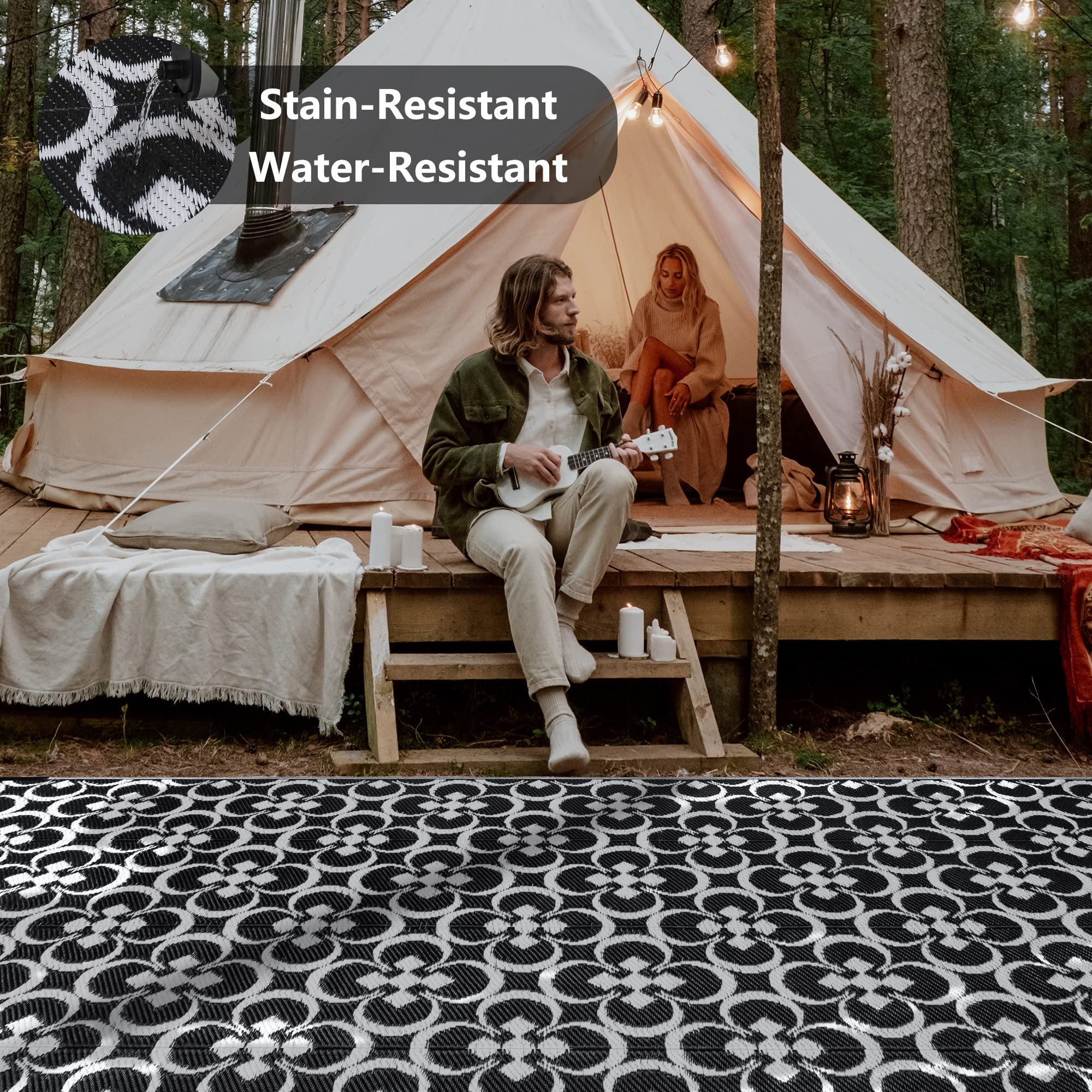 RV Outdoor Rug Waterproof Mat Outdoor Rugs 9'x12' for Patios Clearance ...