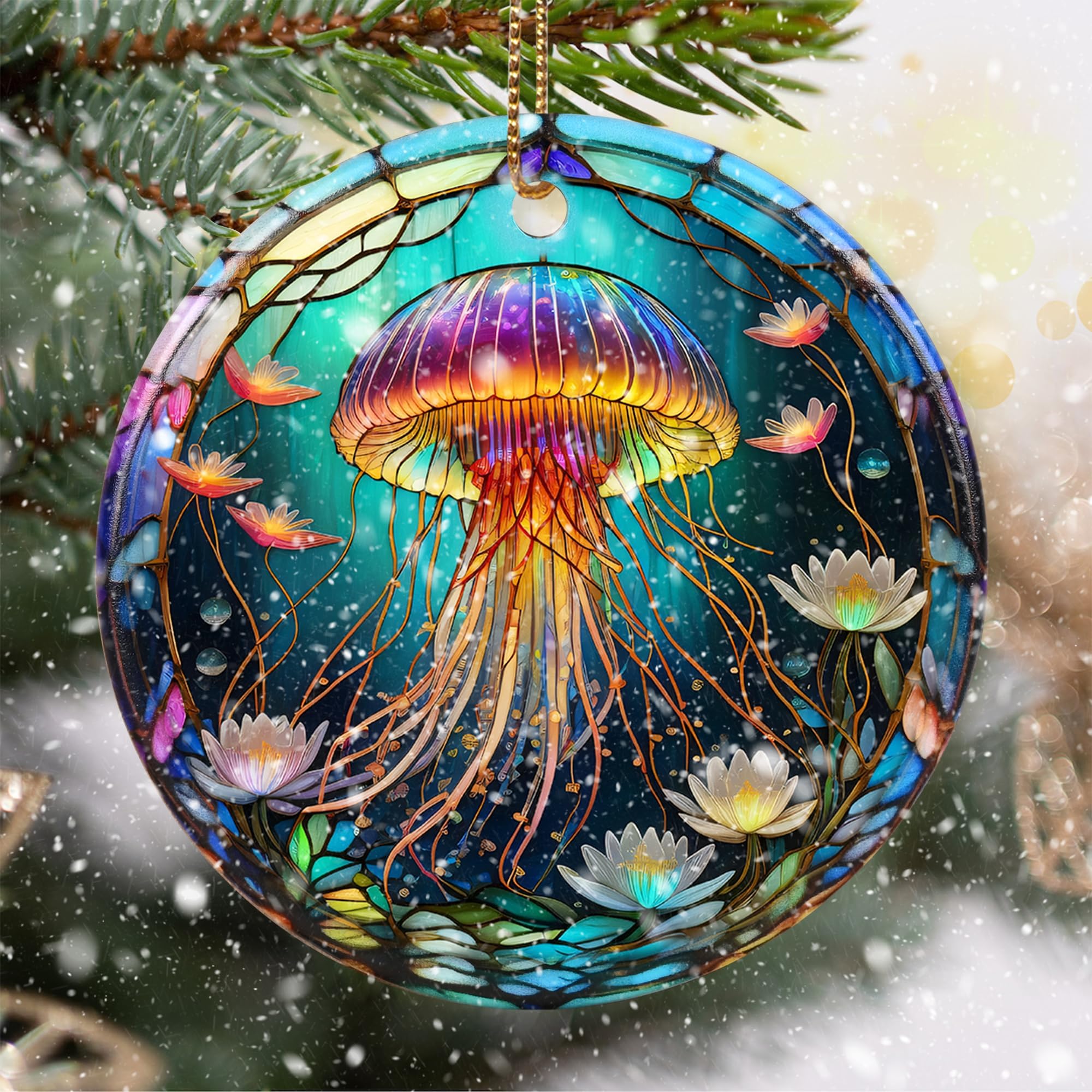 Amazon.com: Touber Stained Ceramic Jellyfish Ornament - Jellyfish ...