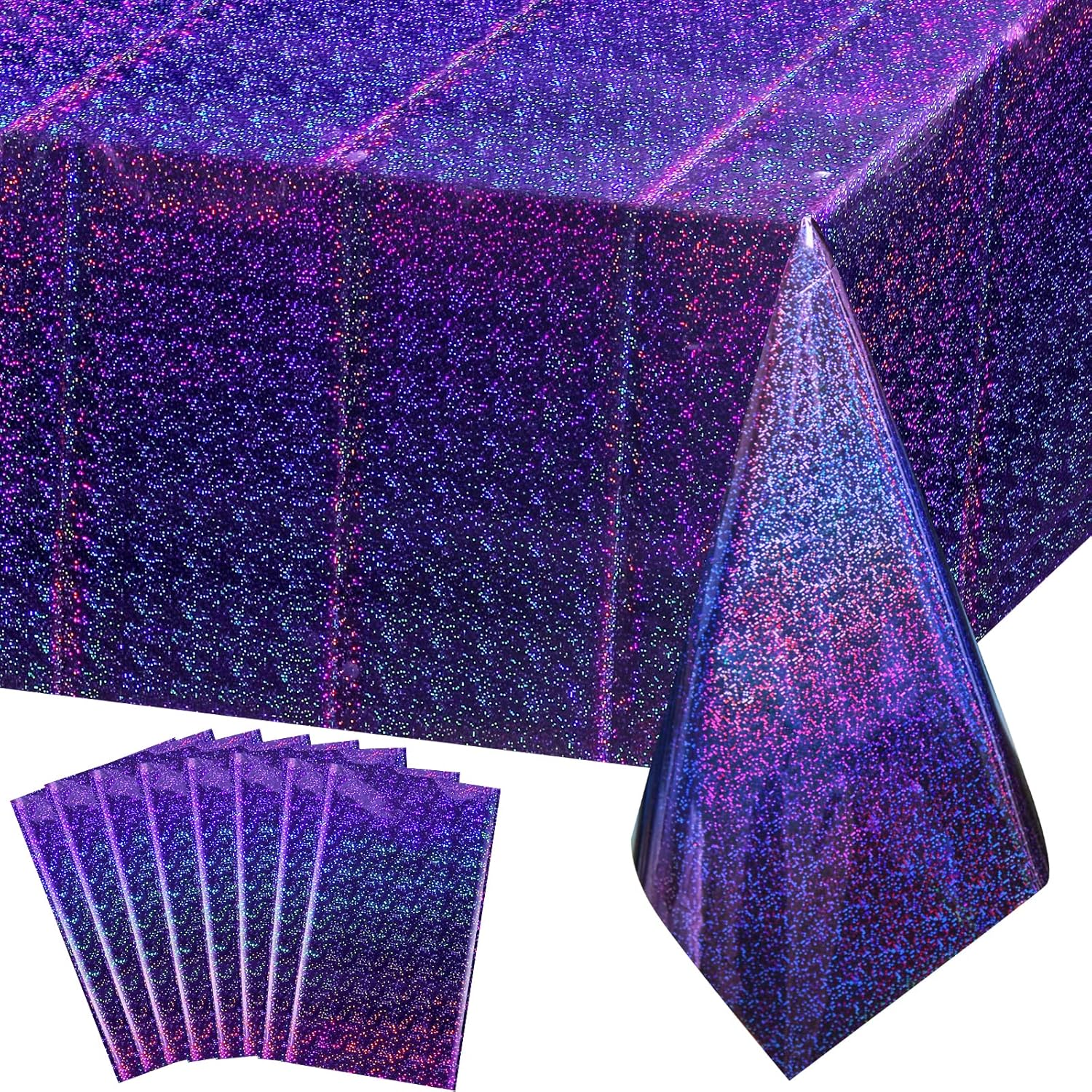 Amazon.com: 8 Pack Iridescence Plastic Tablecloths Shiny Disposable ...