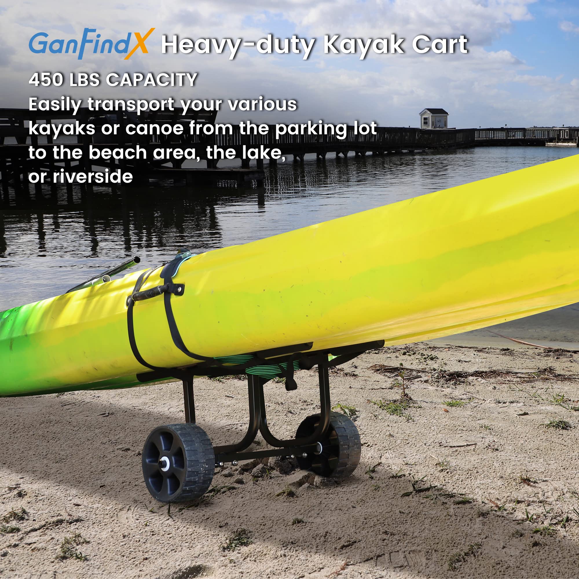 GanFindX Heavy-Duty Universal Kayak Cart Dolly Made of Stainless Steel ...
