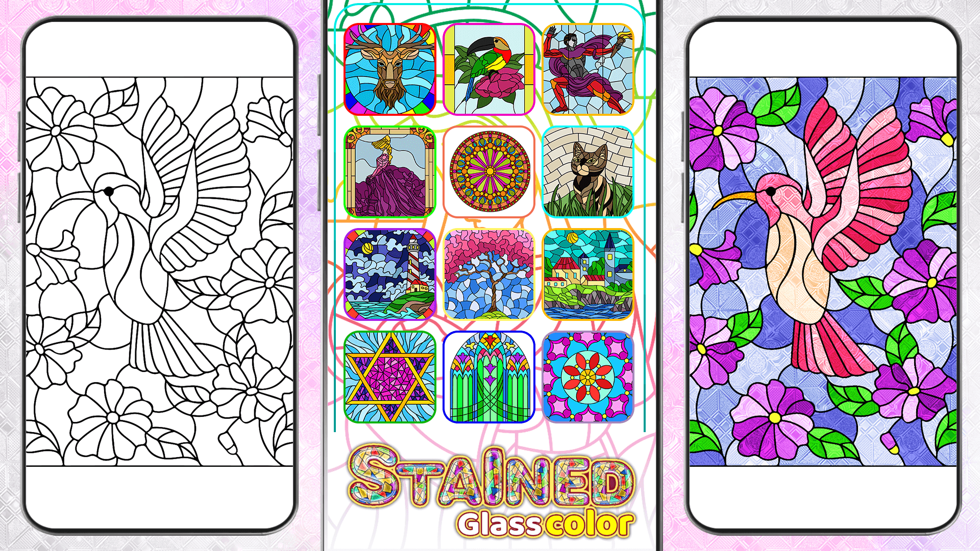 Stained Glass Window Painting : Color By Number - Coloring Games For ...