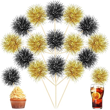 Amazon.com: Chinco 100 Pcs Foil Firework Cupcake Toppers Sparkle Tinsel ...