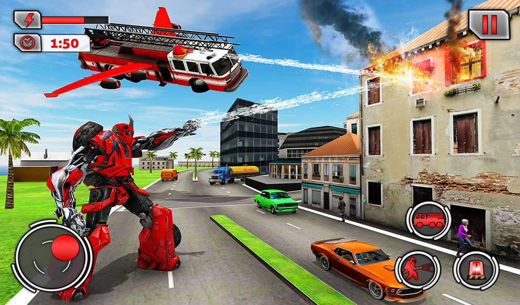 Flying Fire Truck Robot Transform City Rescue Simulator Games For Free ...