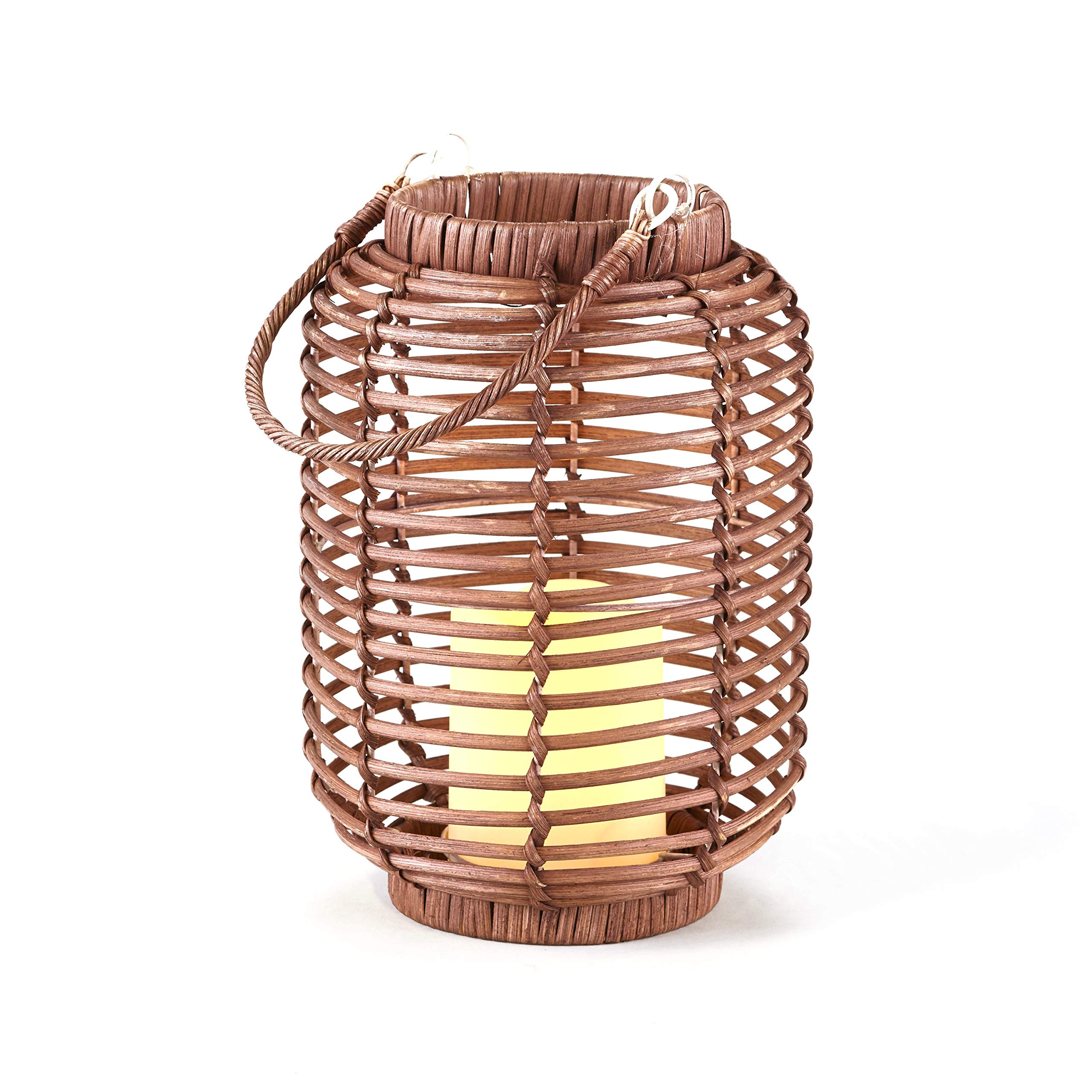 Buy The Lakeside Collection Wicker and Rattan LED Candle Lantern with ...