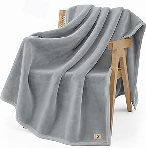 UGG Coco Grey Fleece Throw Blanket, Soft Plush Blankets for Bed Sofa ...