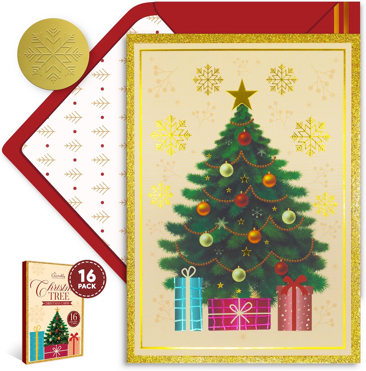 Amazon.com : Decorably 16 Pack Glittery, Gold Foil & Embossed 5x7in ...