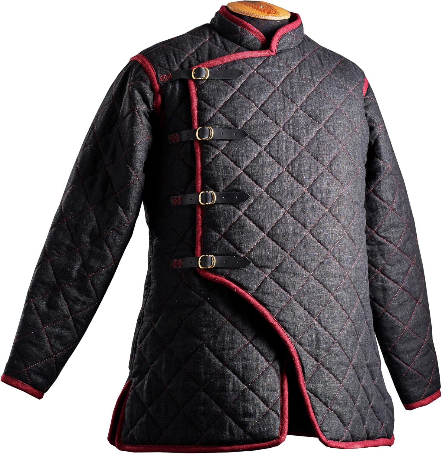 Amazon.com: Medieval Thick Cotton Padded Black Gambeson Viking Costume ...