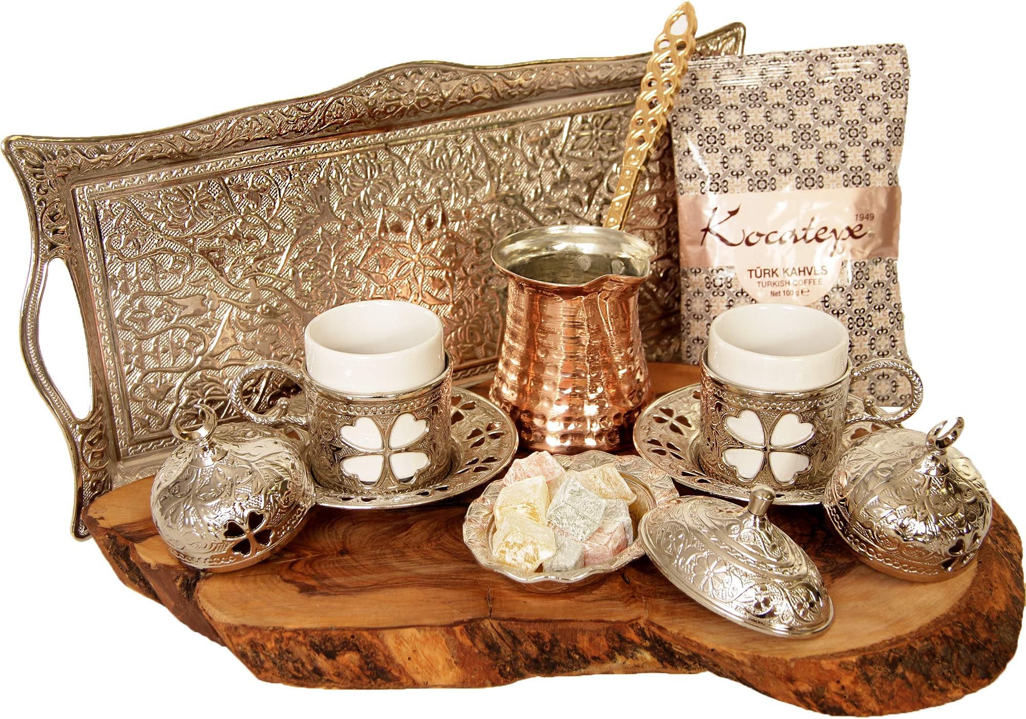 Amazon.com | Copper Coffee Maker - Cezve Turkish Coffee Pot Set (4cups ...