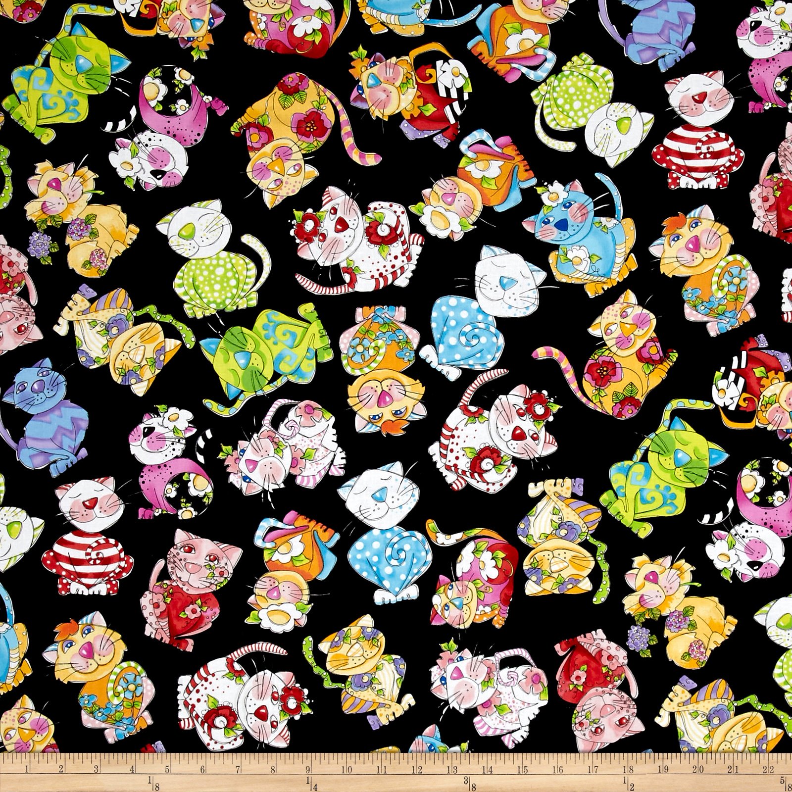 Amazon.com: Loralie Designs 0541432 Calico Cats Toss Quilt Fabric By ...