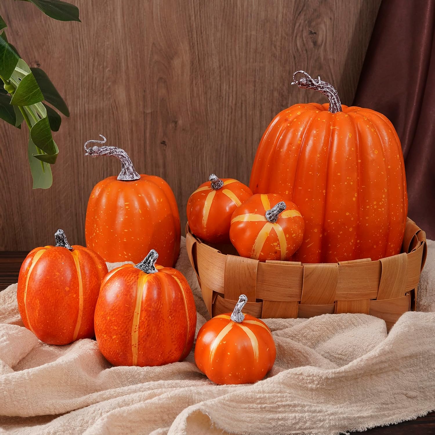 Amazon.com: 7 Imitation Pumpkins, Fake Pumpkins, Pumpkin Decorations ...