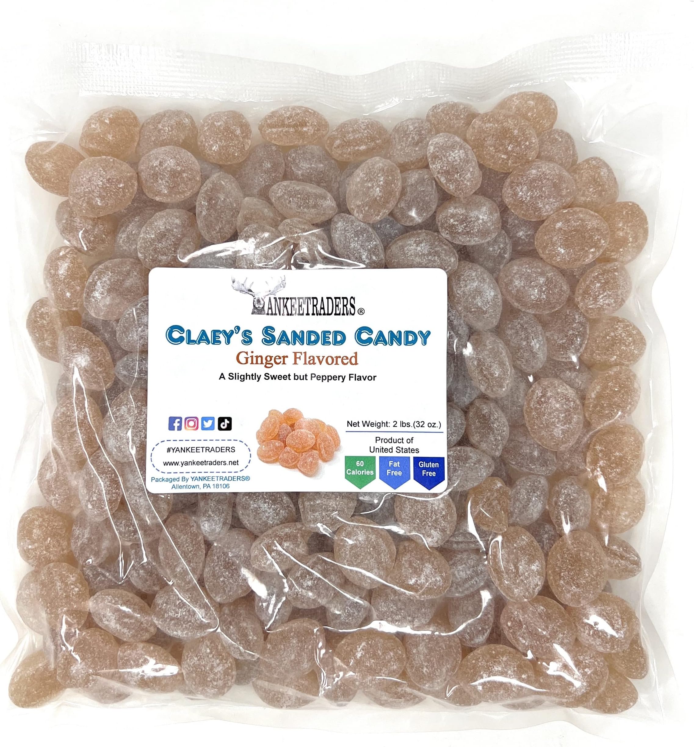 Amazon.com : Claeys Sanded Candy Drops, Ginger, 2 Pound : Hard Candy ...