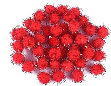 Amazon.com: YYCRAFT 100pcs Glitter Tinsel Pom Poms Sparkle Balls for ...