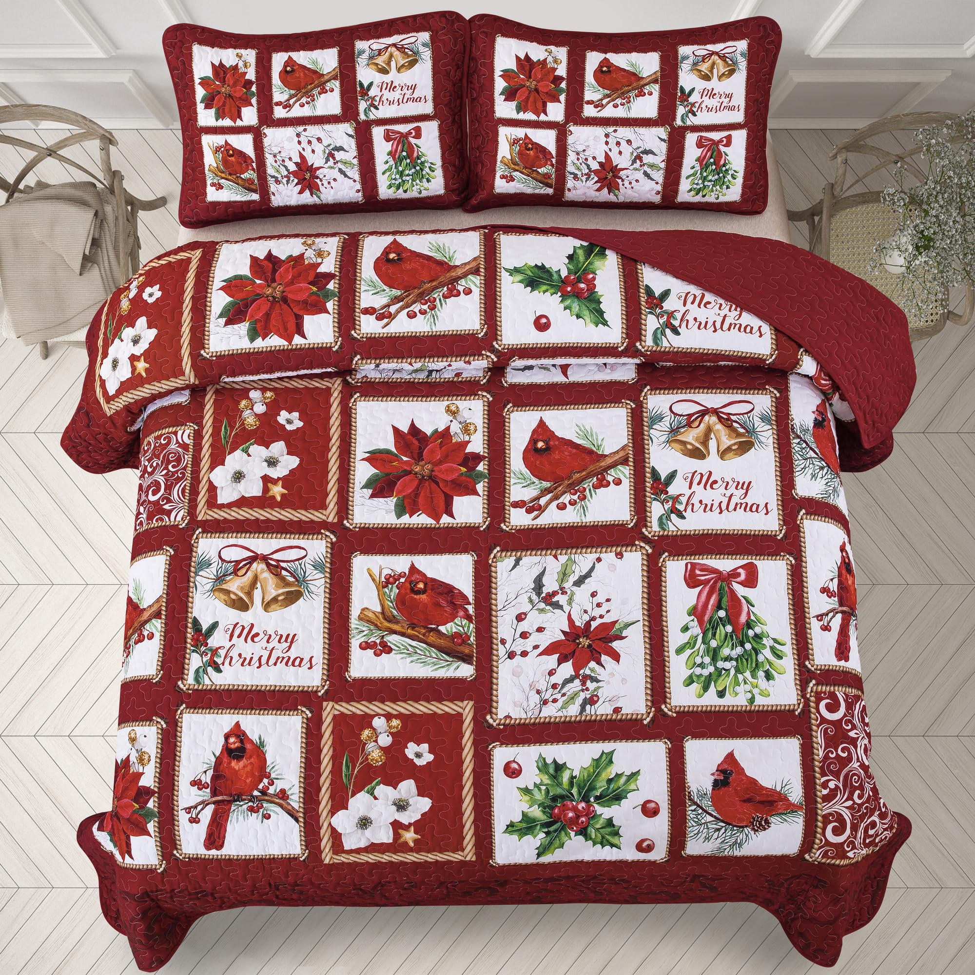 Colchas Con Estampado De Campanas Navideñas Colchas Y Edredones