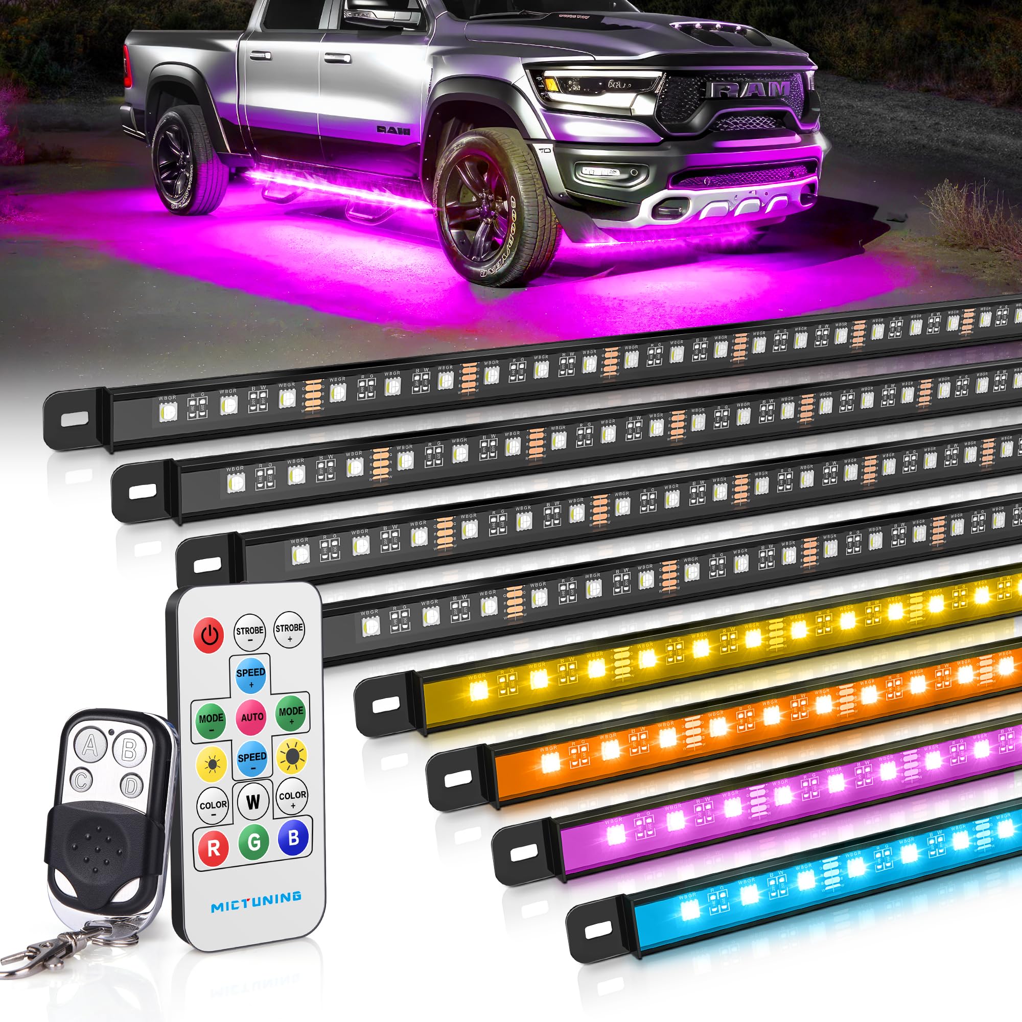 Snapklik.com : MICTUNING N8 RGBW Underglow Chg Lights For Car