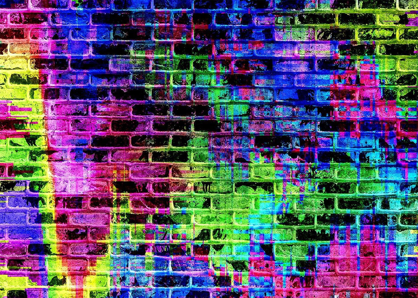 Amazon.com : Dephoto 7x5 FT Colorful Brick Wall Backdrop 80s 90s Music ...