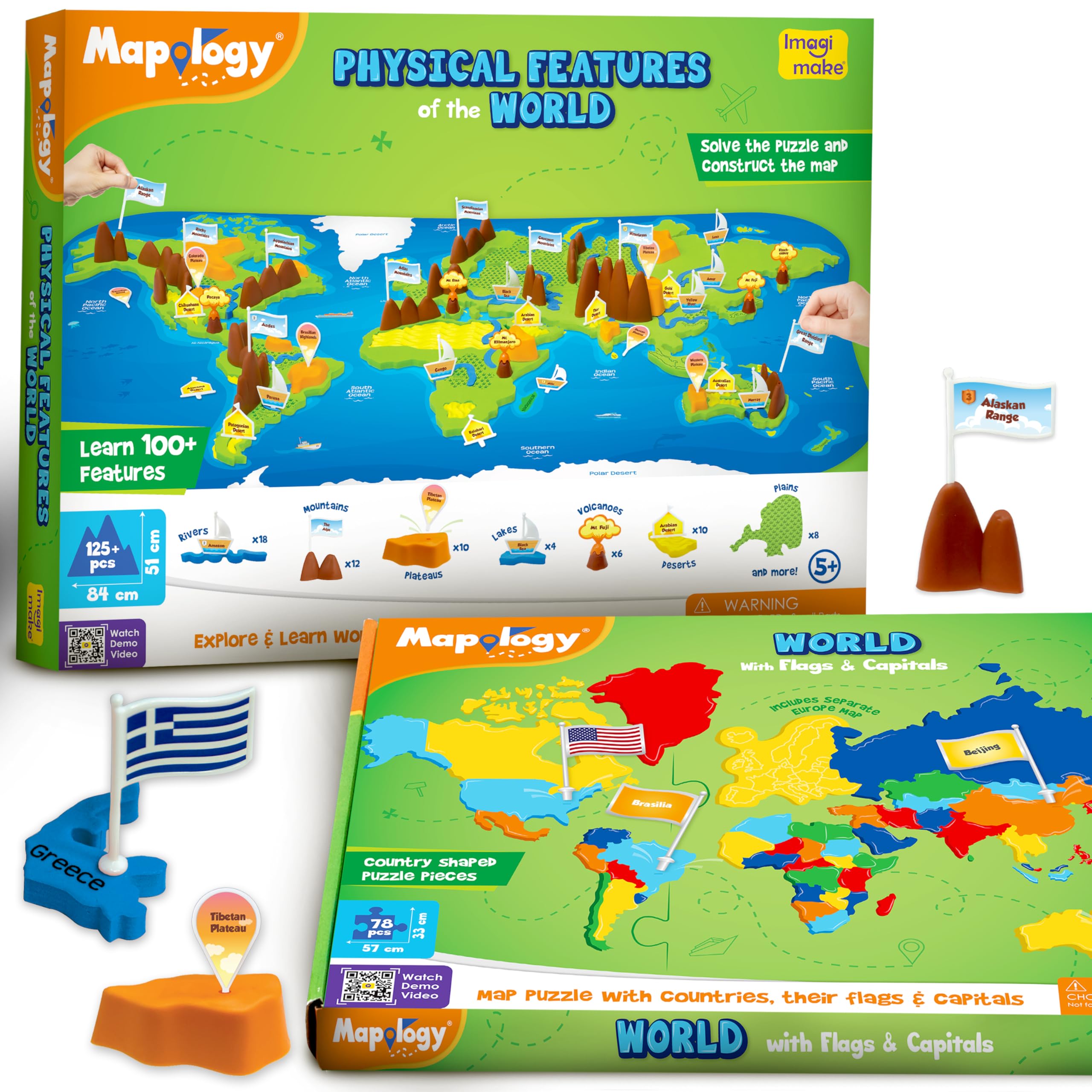 Amazon.com: Imagimake Mapology World Map Puzzle & Physical Features ...