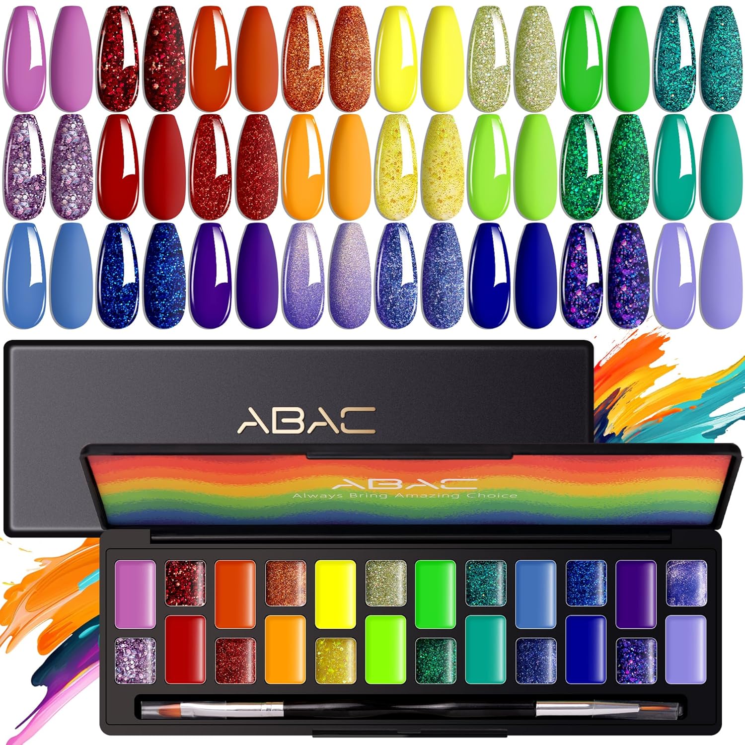 Amazon.com: ABAC Rainbow Solid Gel Polish Set 24 Color,Hema-free ...