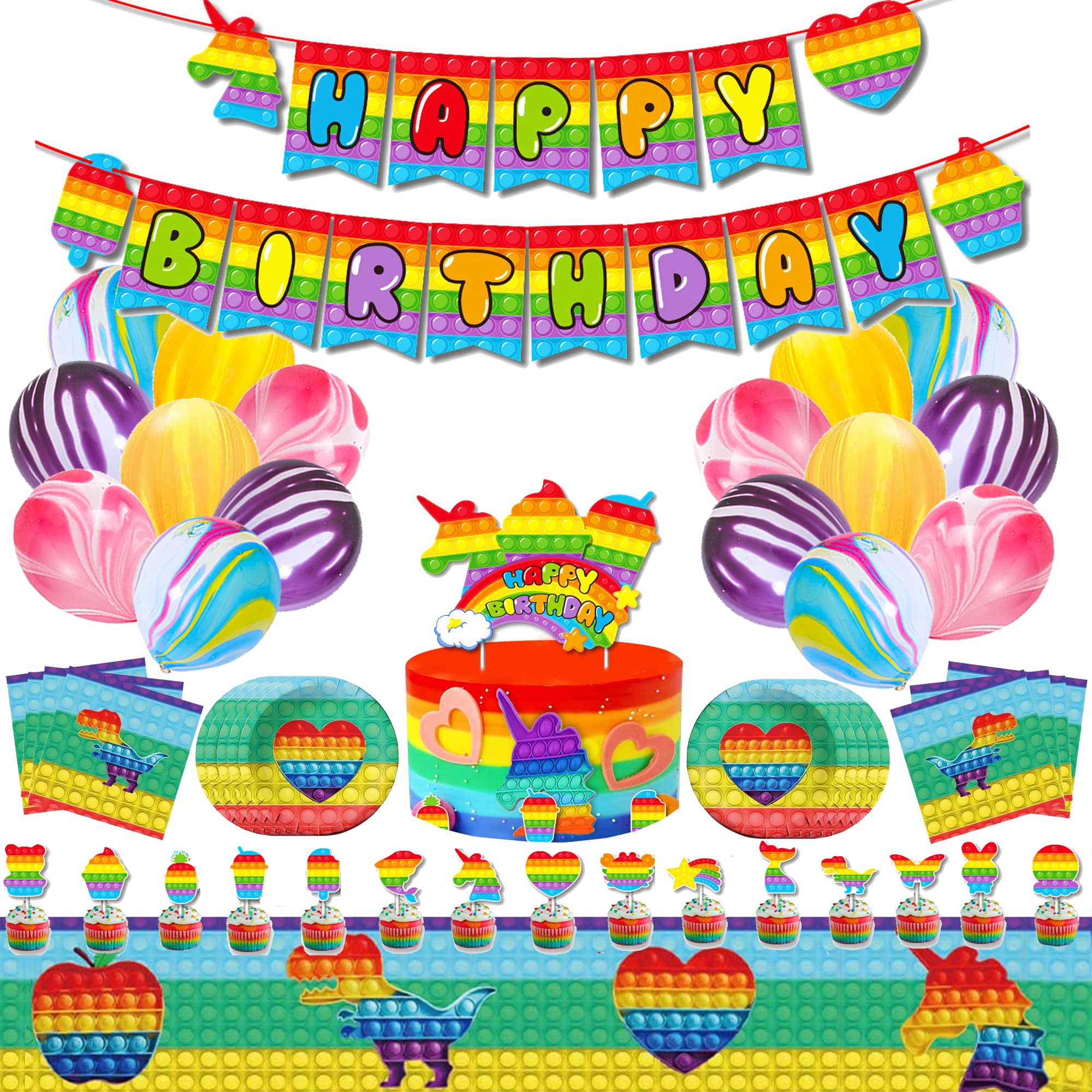 Kakan 64pcs Pop Birthday Decorations Pop Birthday Party Supplies Pop ...