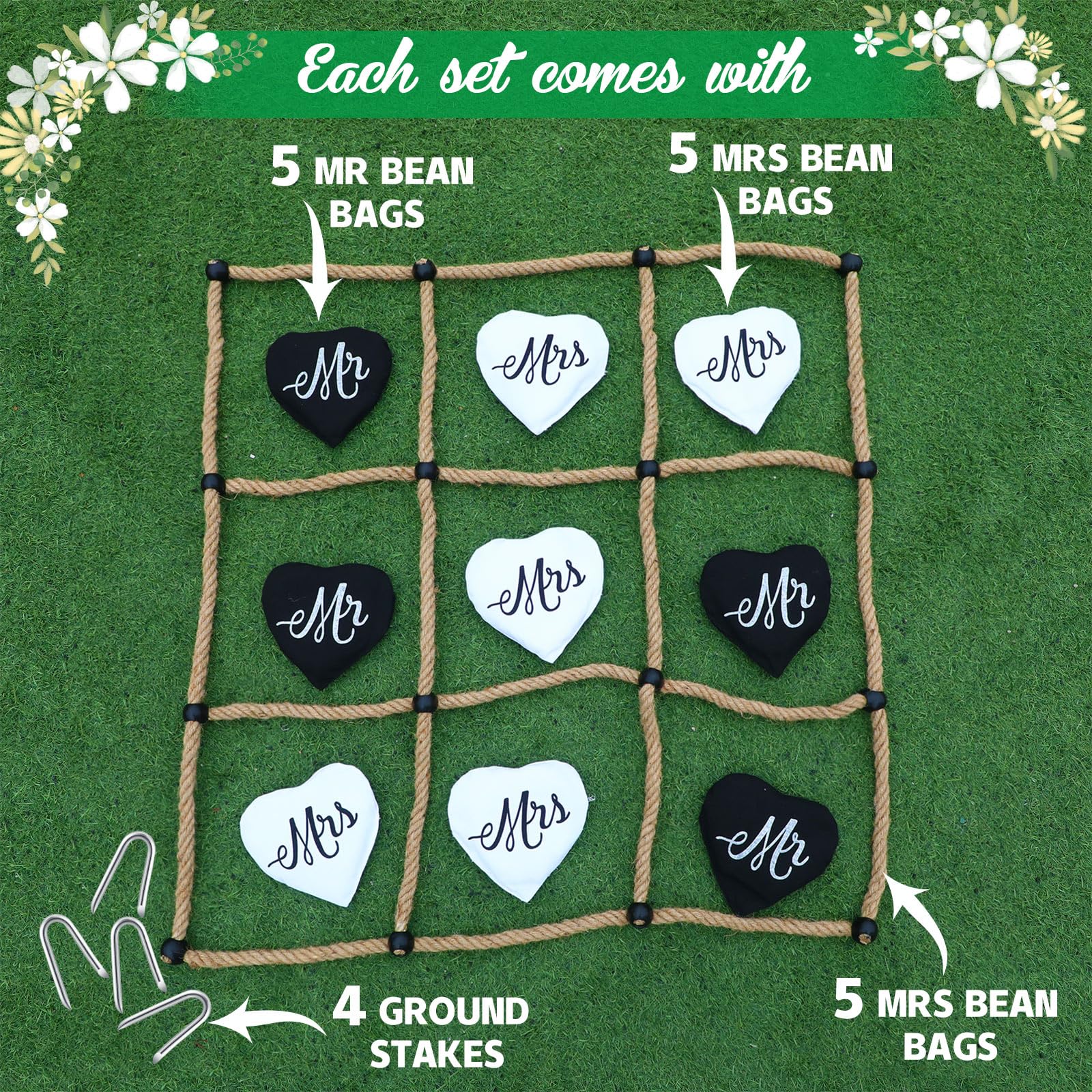 3 x 3 ft Wedding Tic Tac Toe Game for Reception Instant Setup No ...