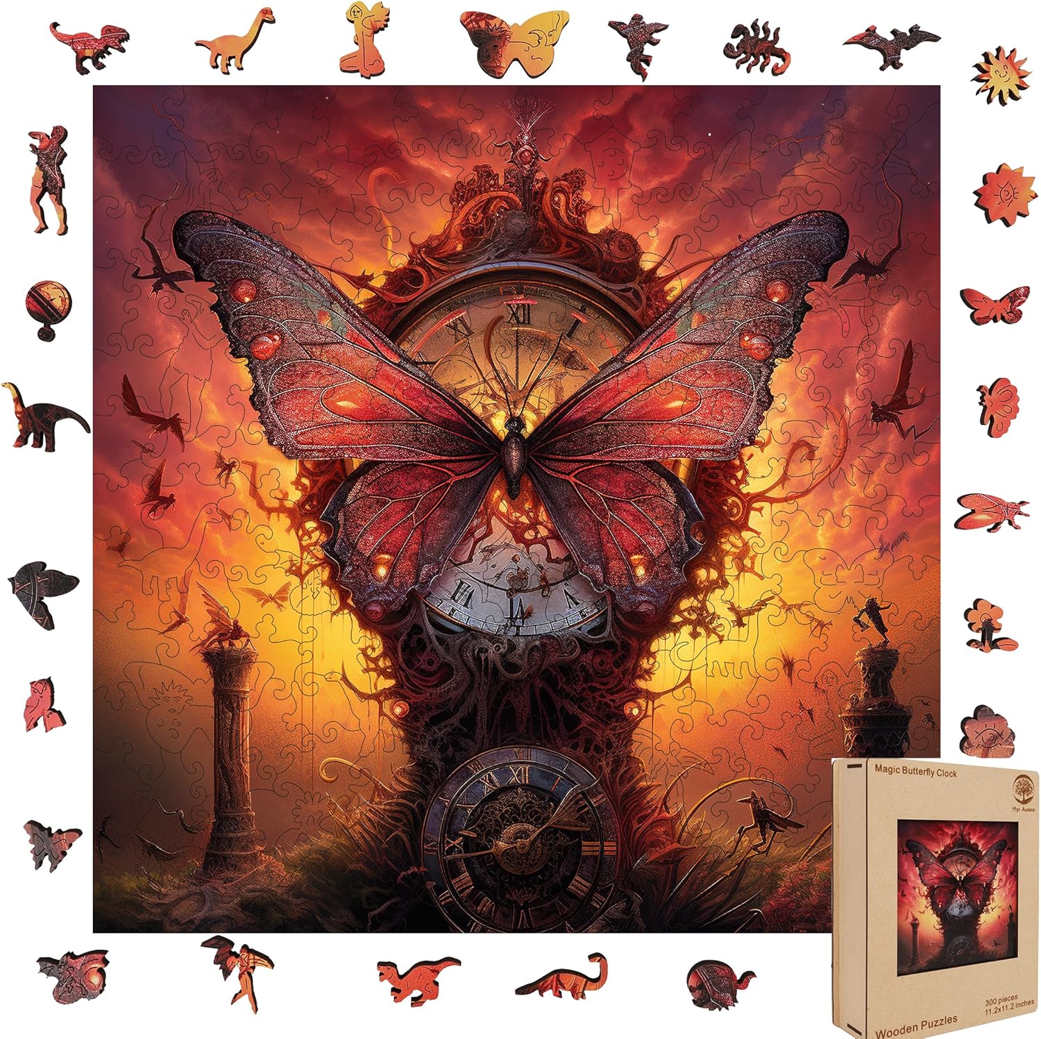 Amazon.com: Mys Aurora Wooden Jigsaw Puzzle for Adults Unique Shape ...