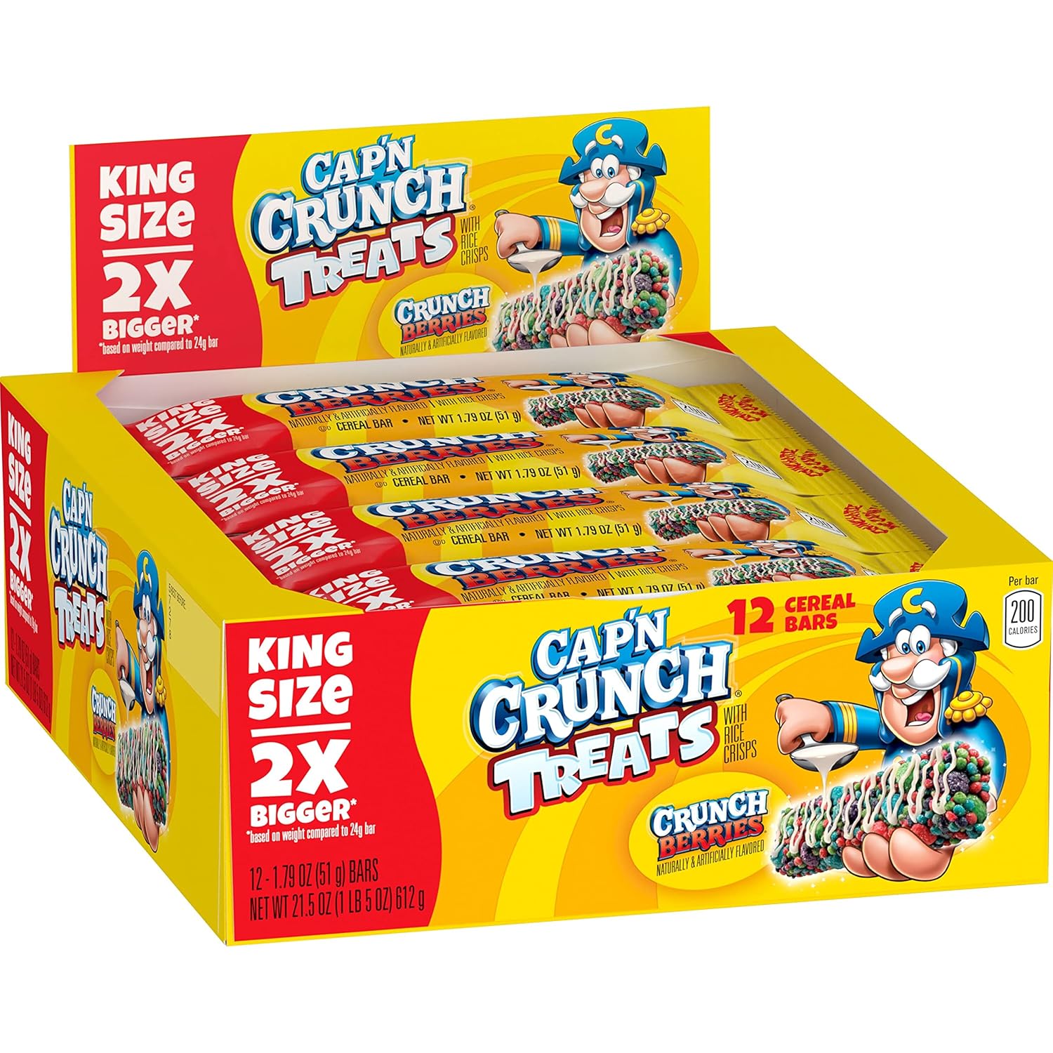 Amazon.com: Cap'n Crunch Quaker King Size Treat Bars, Crunch Berry ...