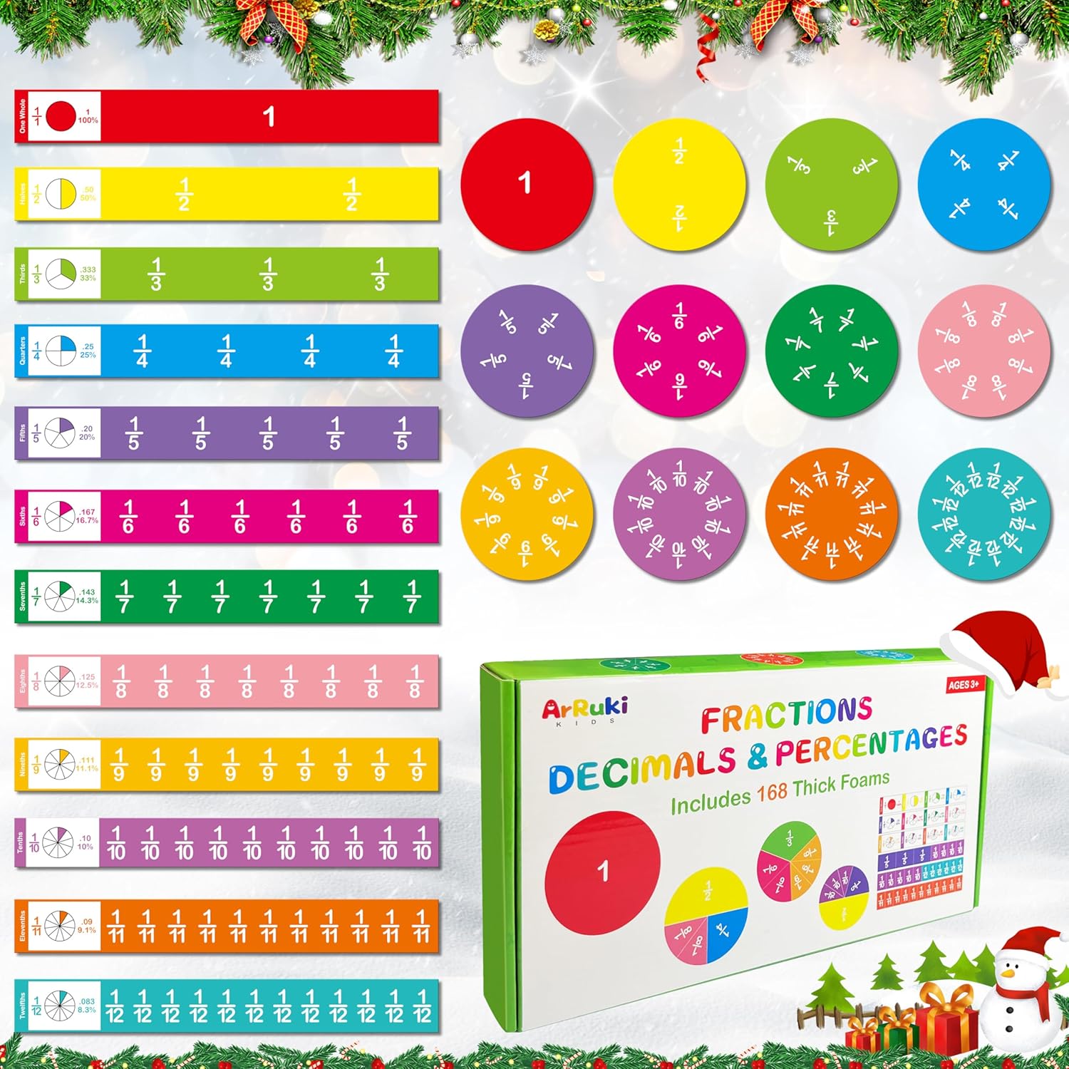 Amazon.com: 168PCS Magnetic Fraction Tiles & Circles with Percentages ...