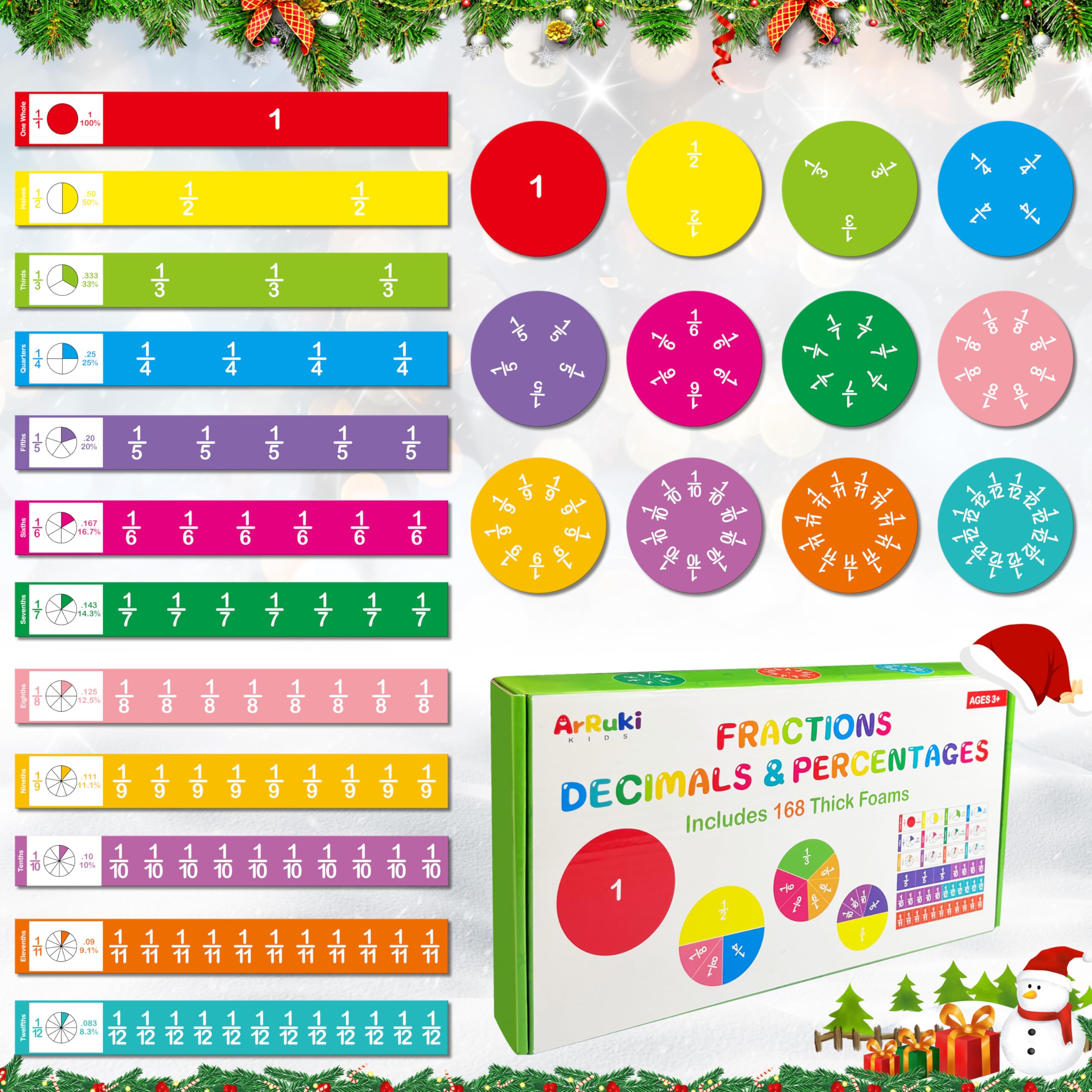 Amazon.com: 168PCS Magnetic Fraction Tiles & Circles with Percentages ...