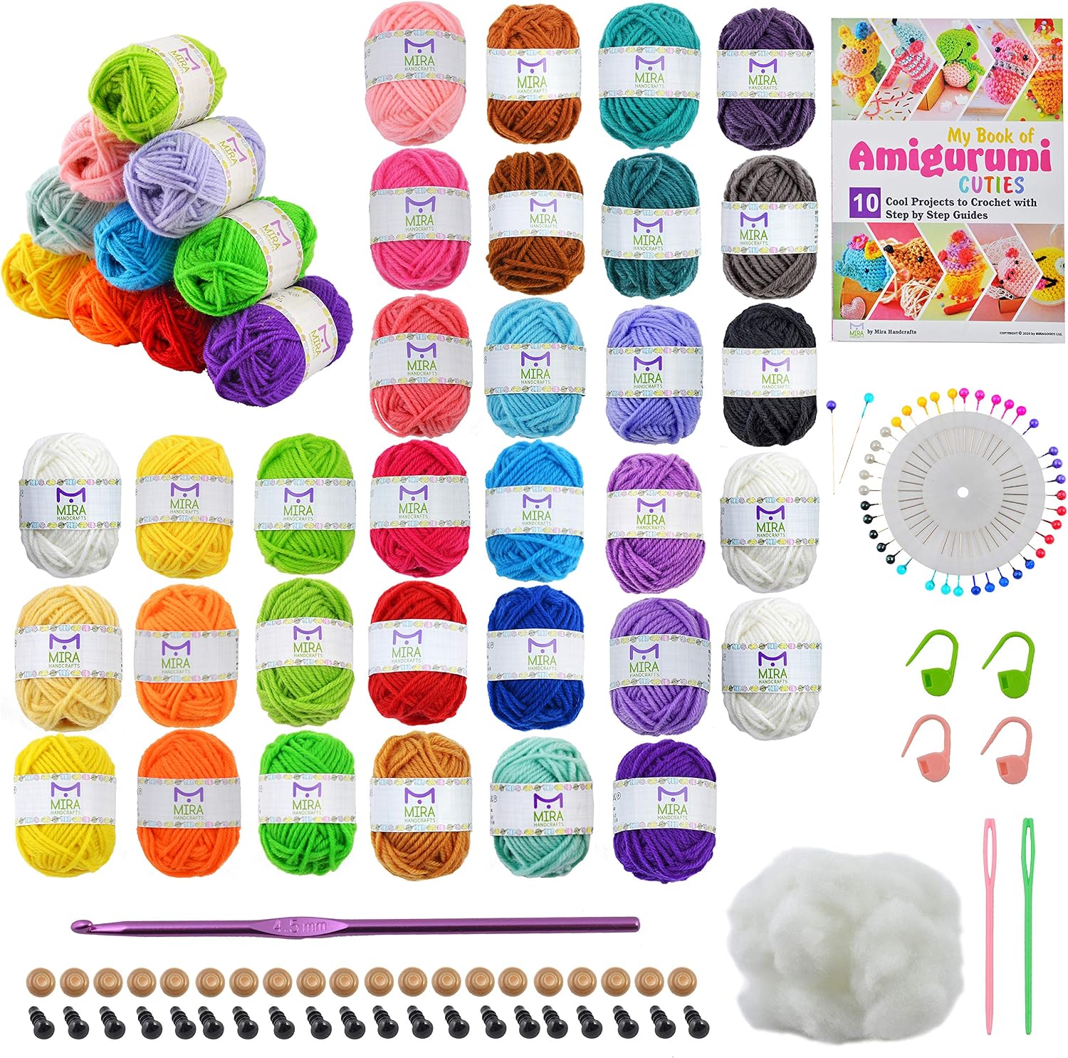 Mira Handcrafts 32 fil acrylique avec vrai livre Amigurumi - Kit ...