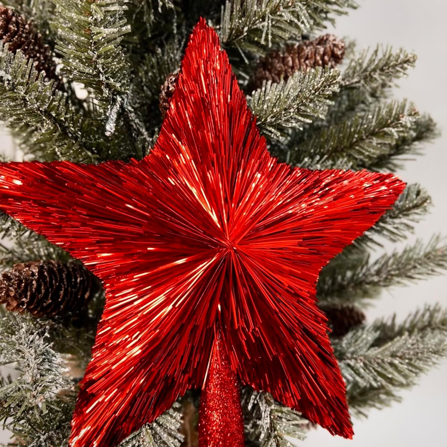 Amazon.com: 10" Elegant Christmas Star Tree Topper - Classic Red Star ...