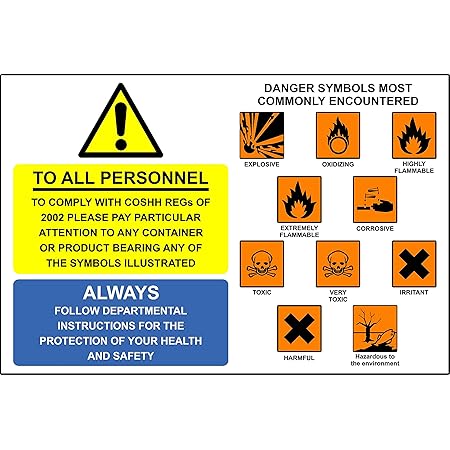 Warning Signs - COSHH Symbols - Self Adhesive Vinyl 200mm x 300mm ...
