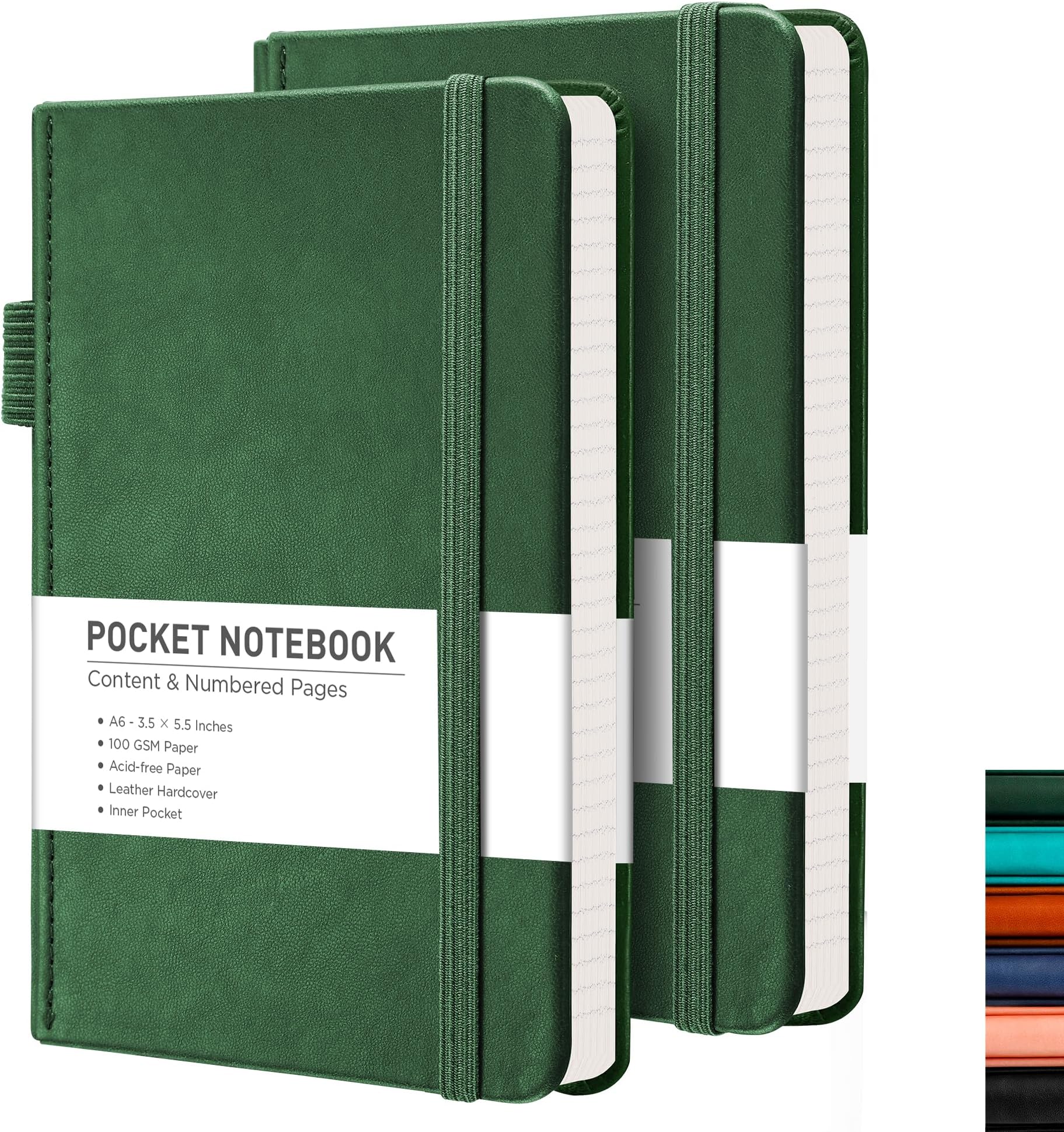 Amazon.com : RETTACY Small Notebook 2-Pack - A6 Leather Hardcover ...