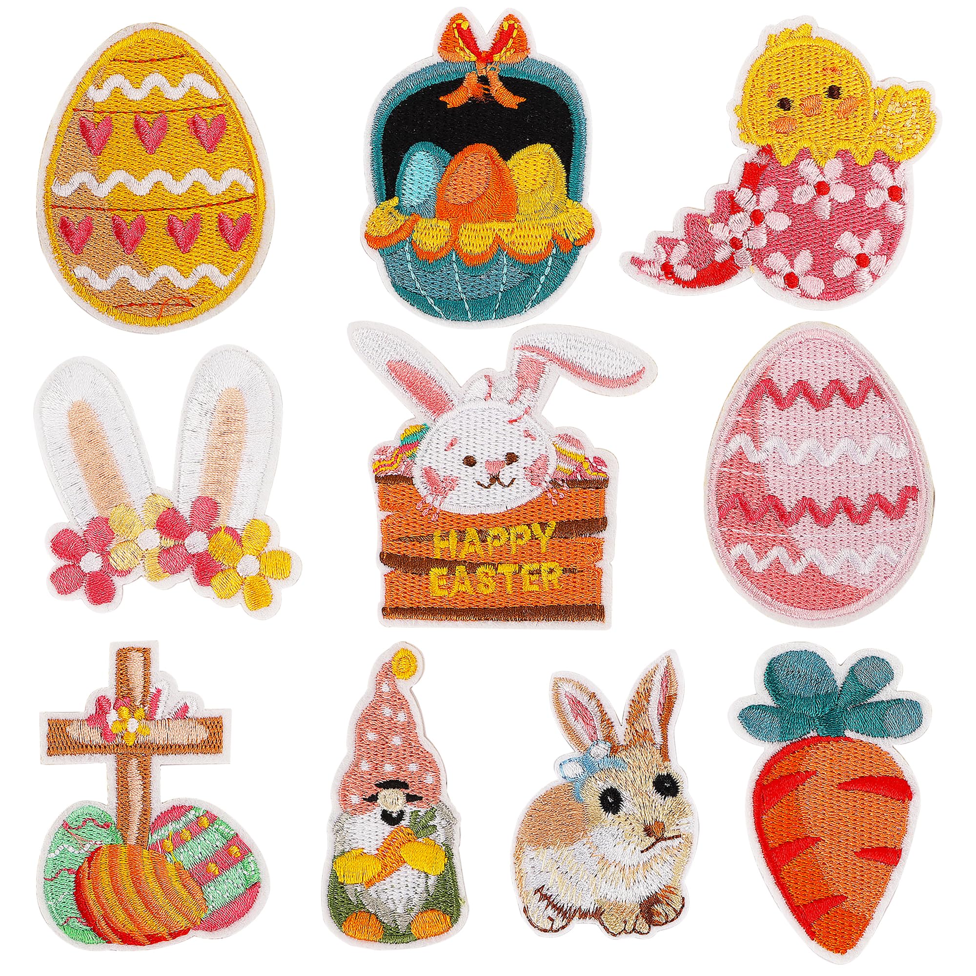 Amazon.com: Lucleag 10Pcs Easter Embroidered Patches, Easter Eggs Rabbits Carrots Iron on ...